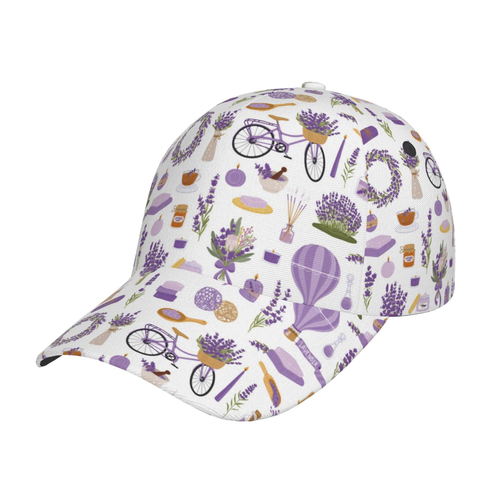 Gaeub Lavender Flowers Print Baseball Caps,Adjustable Hat, One Size ...