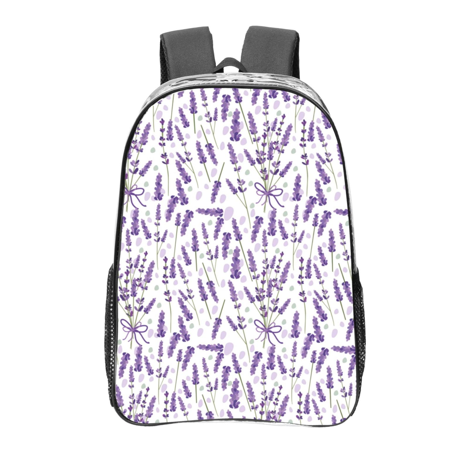 Gaeub Lavender Flowers Print Clear Backpack ,Clear Transparent Backpack ...