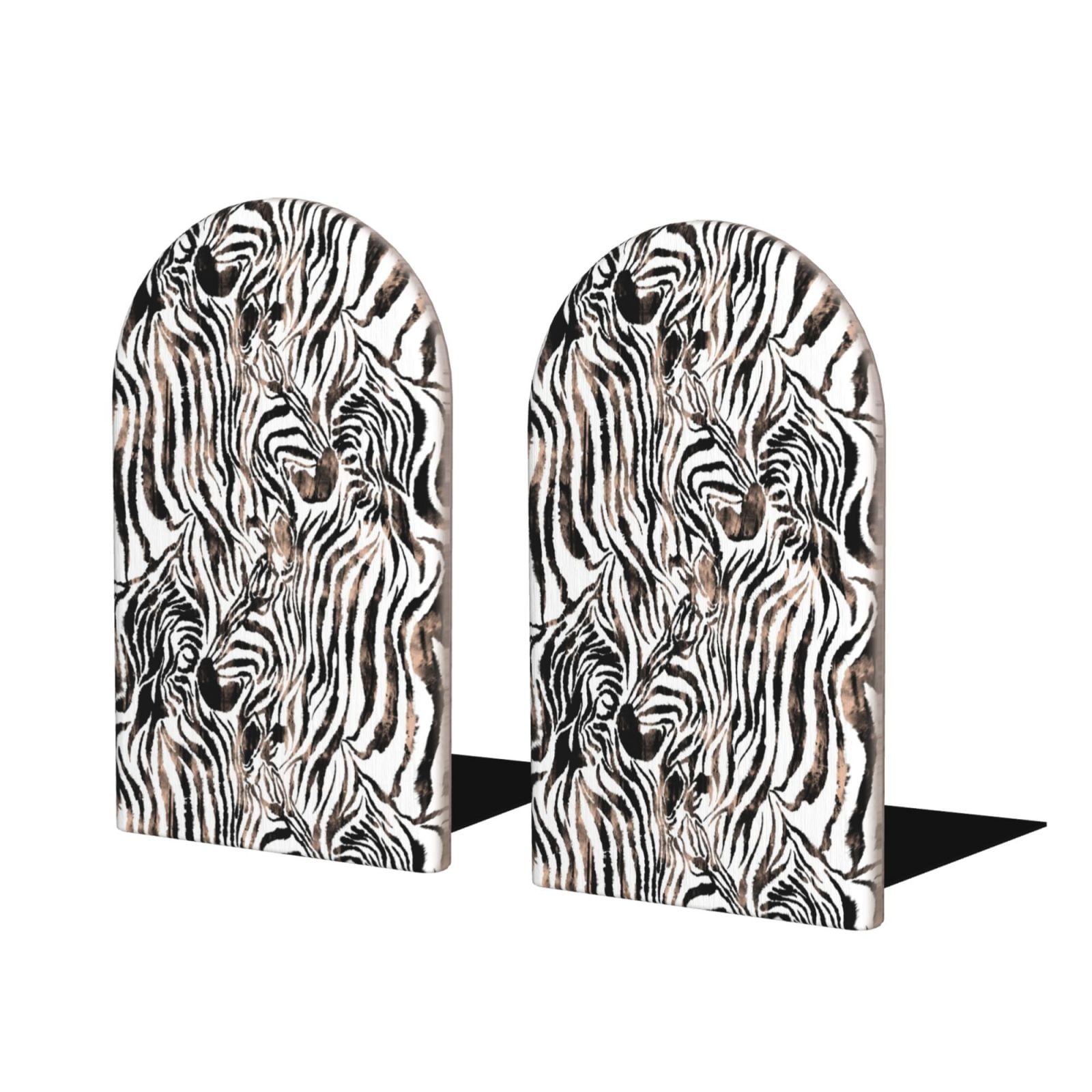 Gaeub Leopard And Zebra Wood Bookends, Non-Slip Bookends, Heavy Duty ...