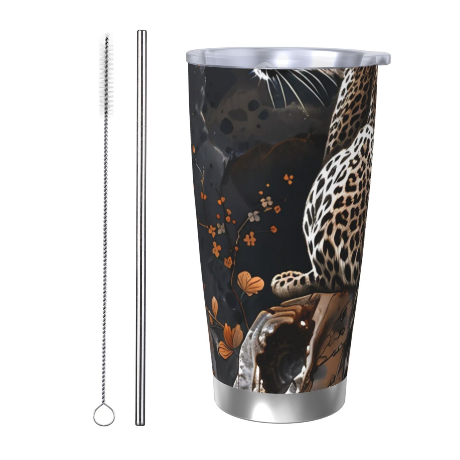 Gaeub Leopard On Tree Branch Print 20-Ounce Stainless Steel Car Cup ...