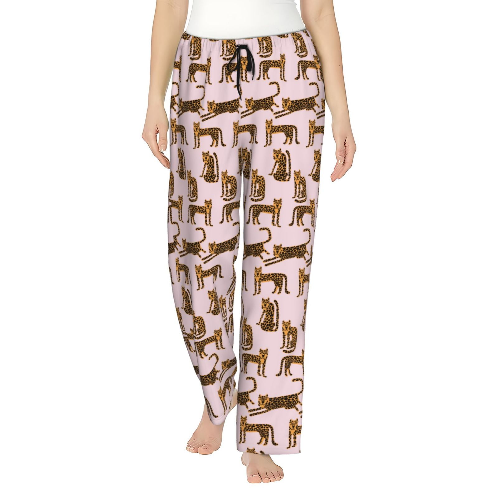 Gaeub Leopard Print Soft Pajama Pants for Women, Wide Leg Comfy Casual ...