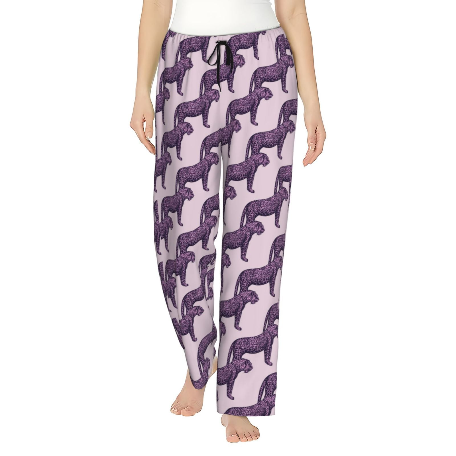 Gaeub Leopard Print Soft Pajama Pants for Women, Wide Leg Comfy Casual ...