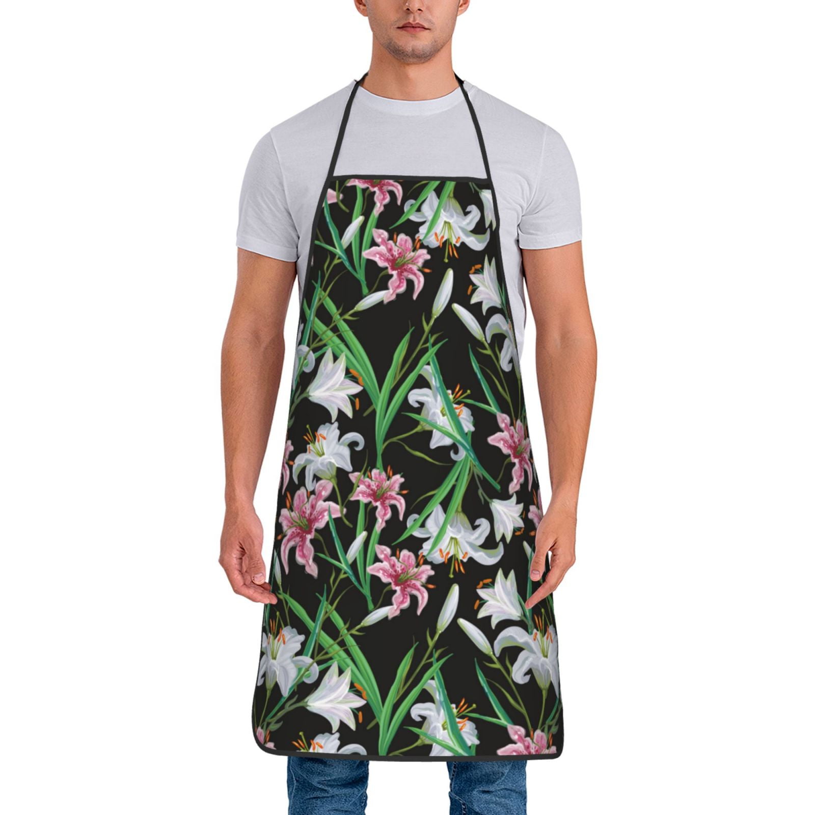 Gaeub Lilies Flowers Print Apron for Men and Women,Waterproof Apron for ...