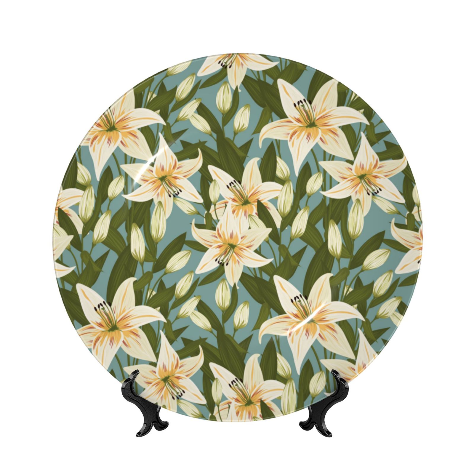 Gaeub Lilies Flowers Print Ceramic Plate,Dinner Plates,Bone China ...