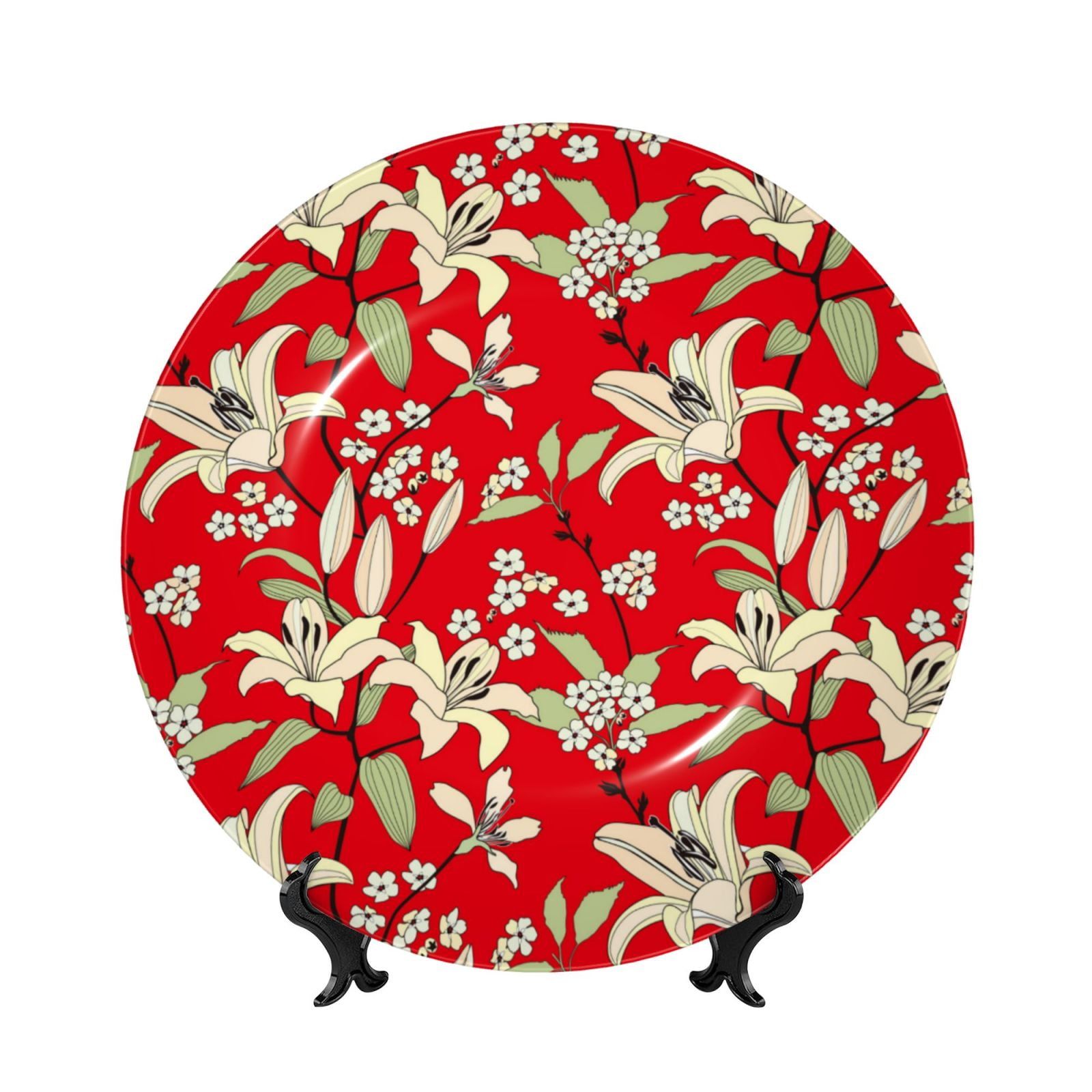 Gaeub Lilies Flowers Print Ceramic Plate,Dinner Plates,Bone China ...