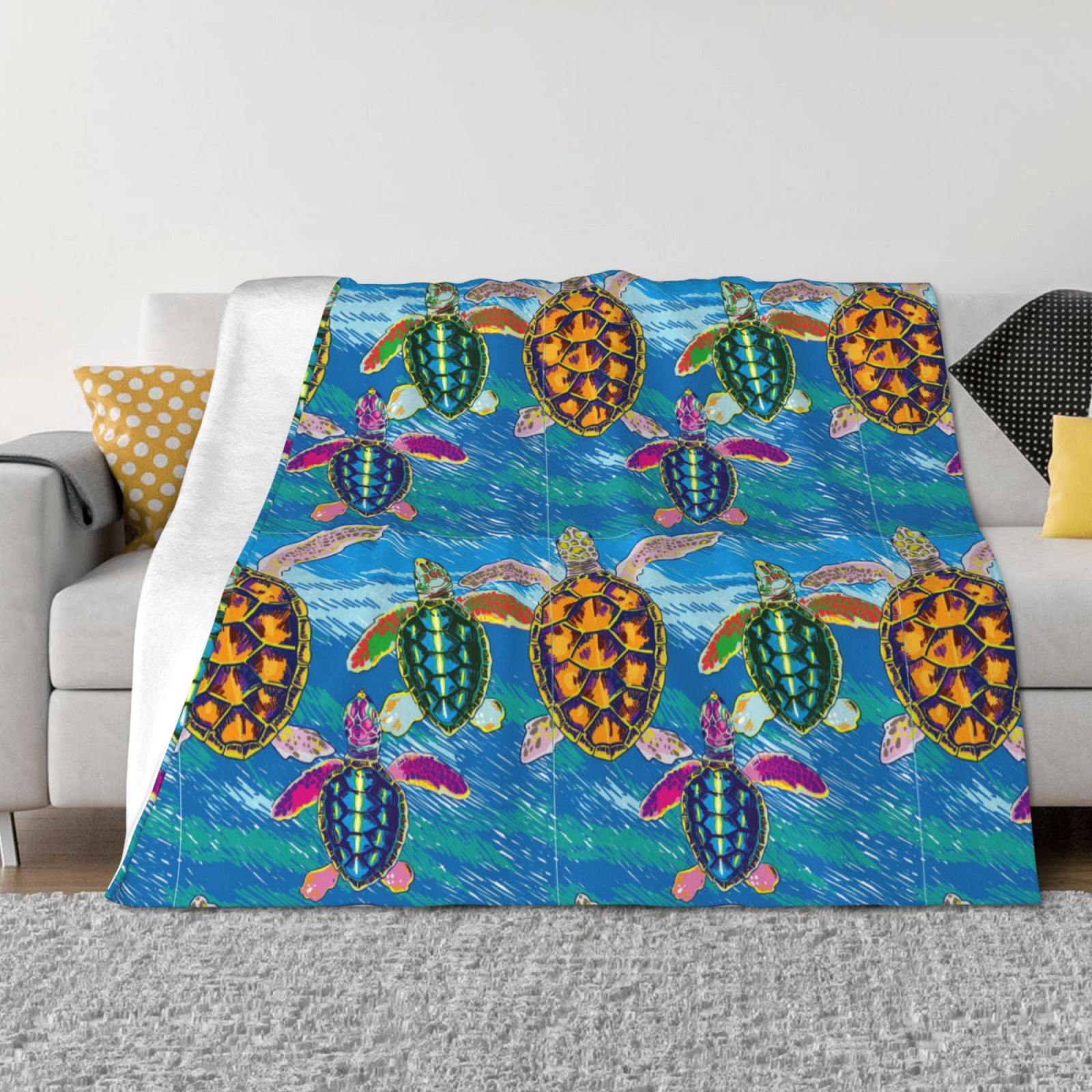 Gaeub Little Sea Turtles Printed Flannel Throw Blanket,Plush Throw ...