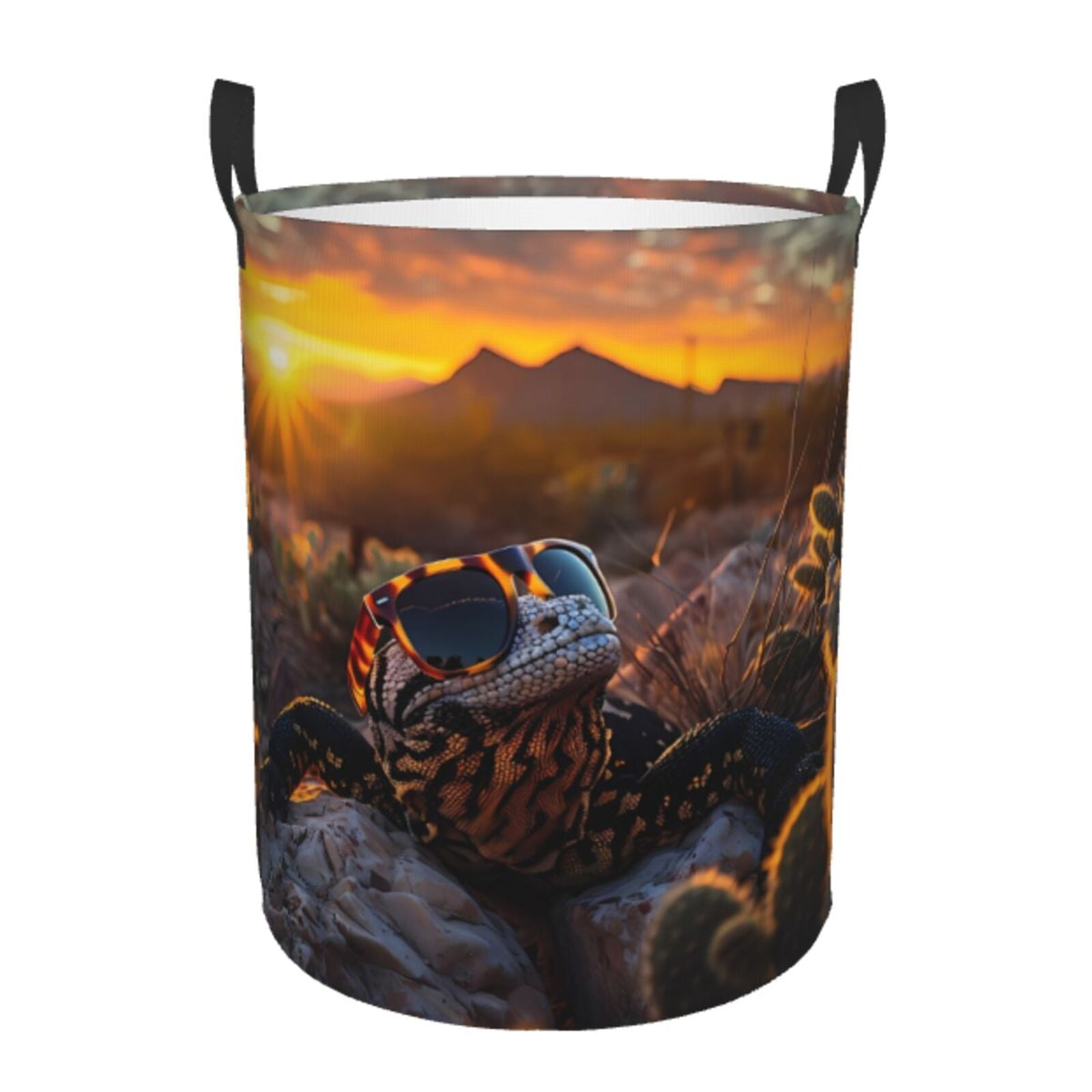 Gaeub Lizard With Sunglasses Sunset Dirty Clothes Storage Basket, Toy ...