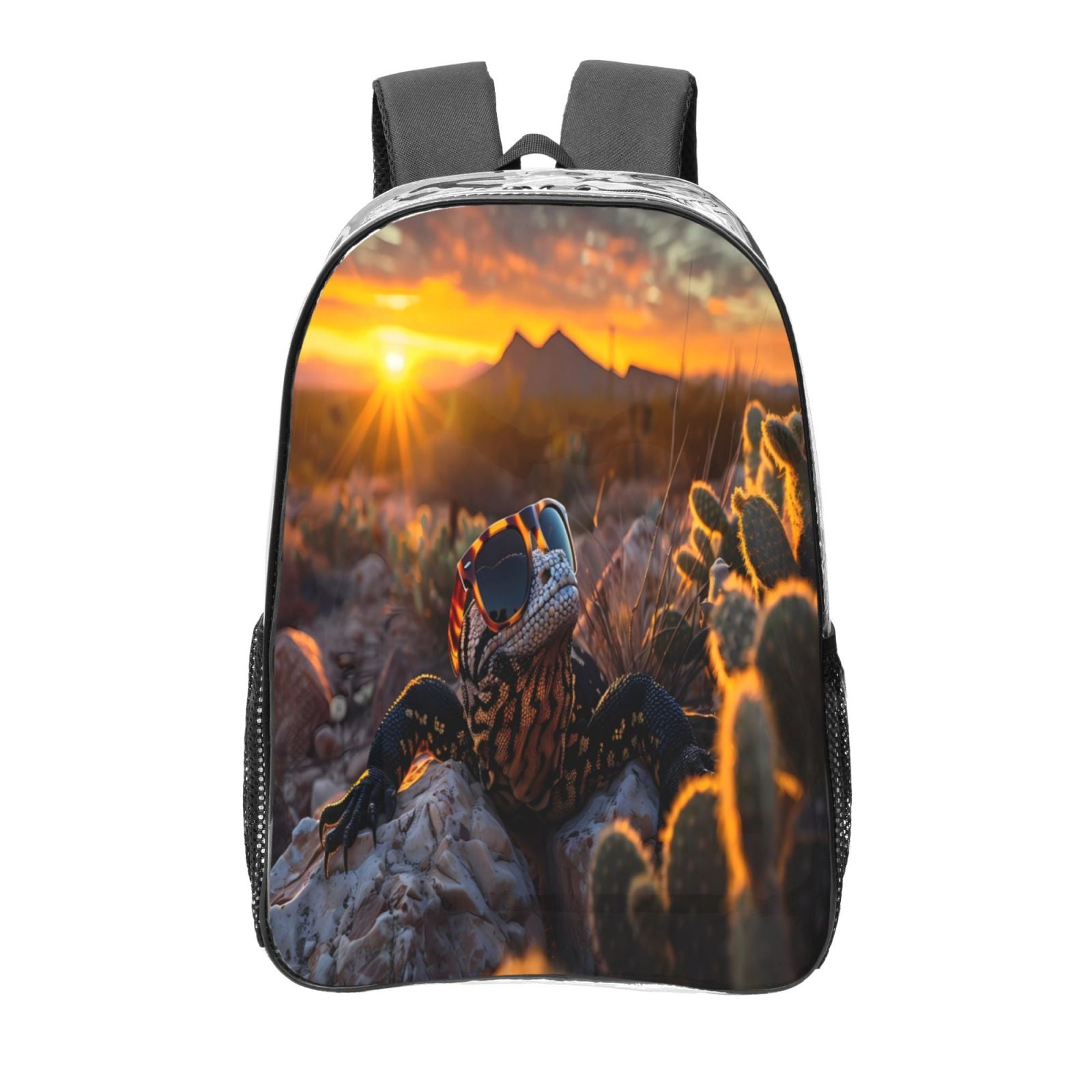 Gaeub Lizard With Sunglasses Sunset Print Clear Backpack ,Clear ...