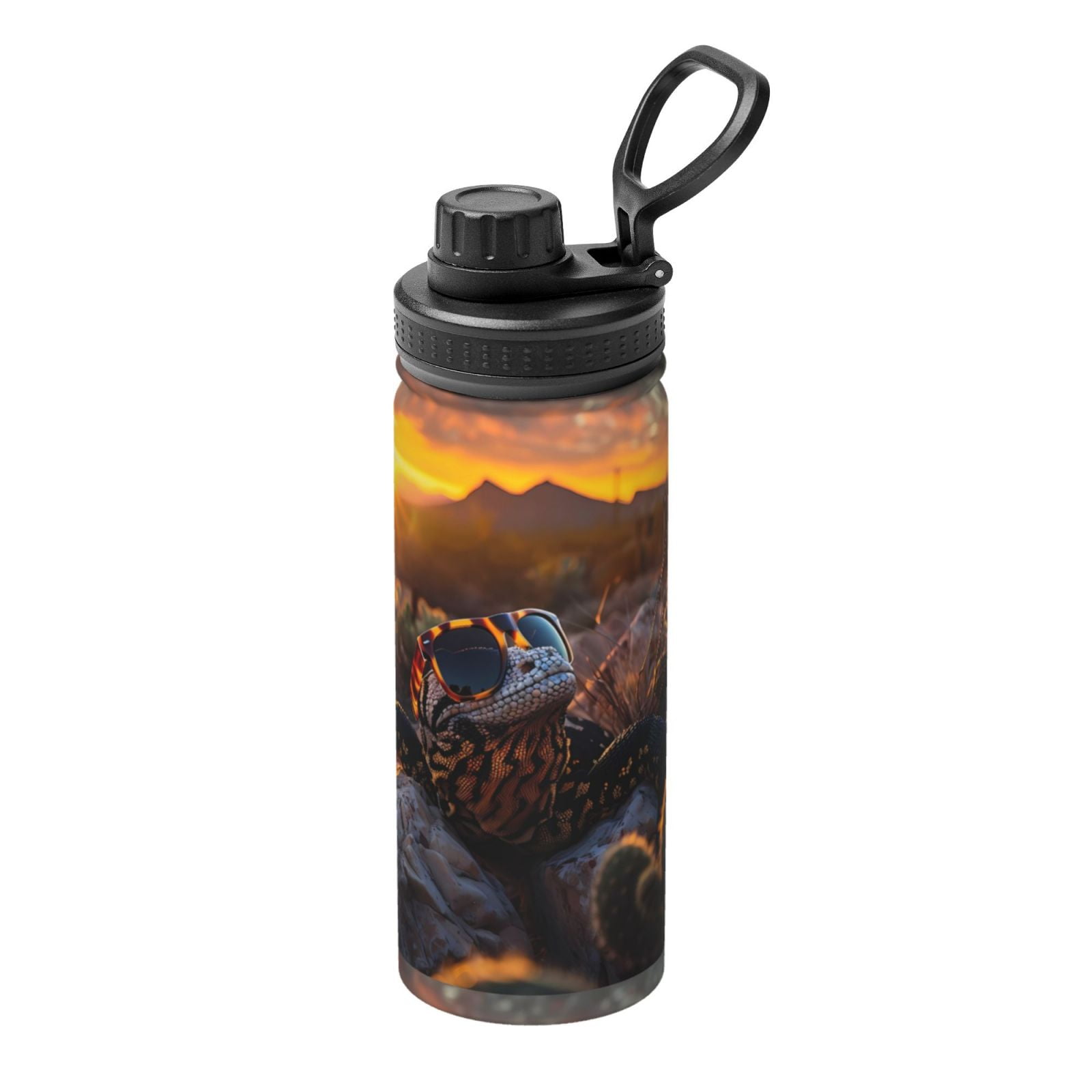 Gaeub Lizard With Sunglasses Sunset Print Stainless Steel Water Bottle ...