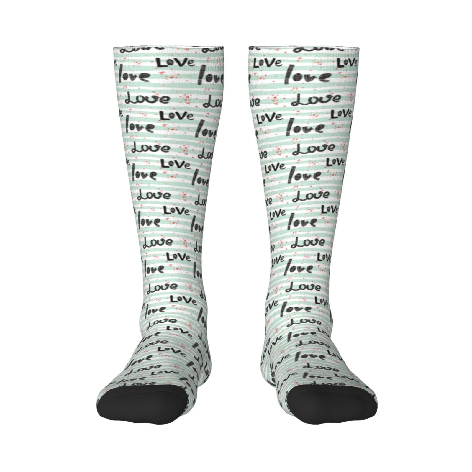 Gaeub Love lettering Printed Design Socks Stretchy High Tube Socks for ...