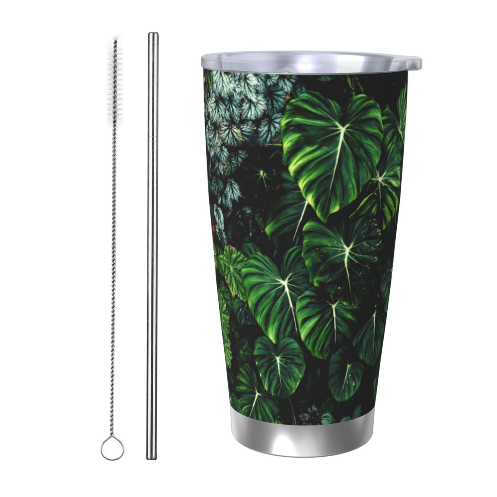Gaeub Lush Foliage Green Plant Print 20-Ounce Stainless Steel Car Cup ...