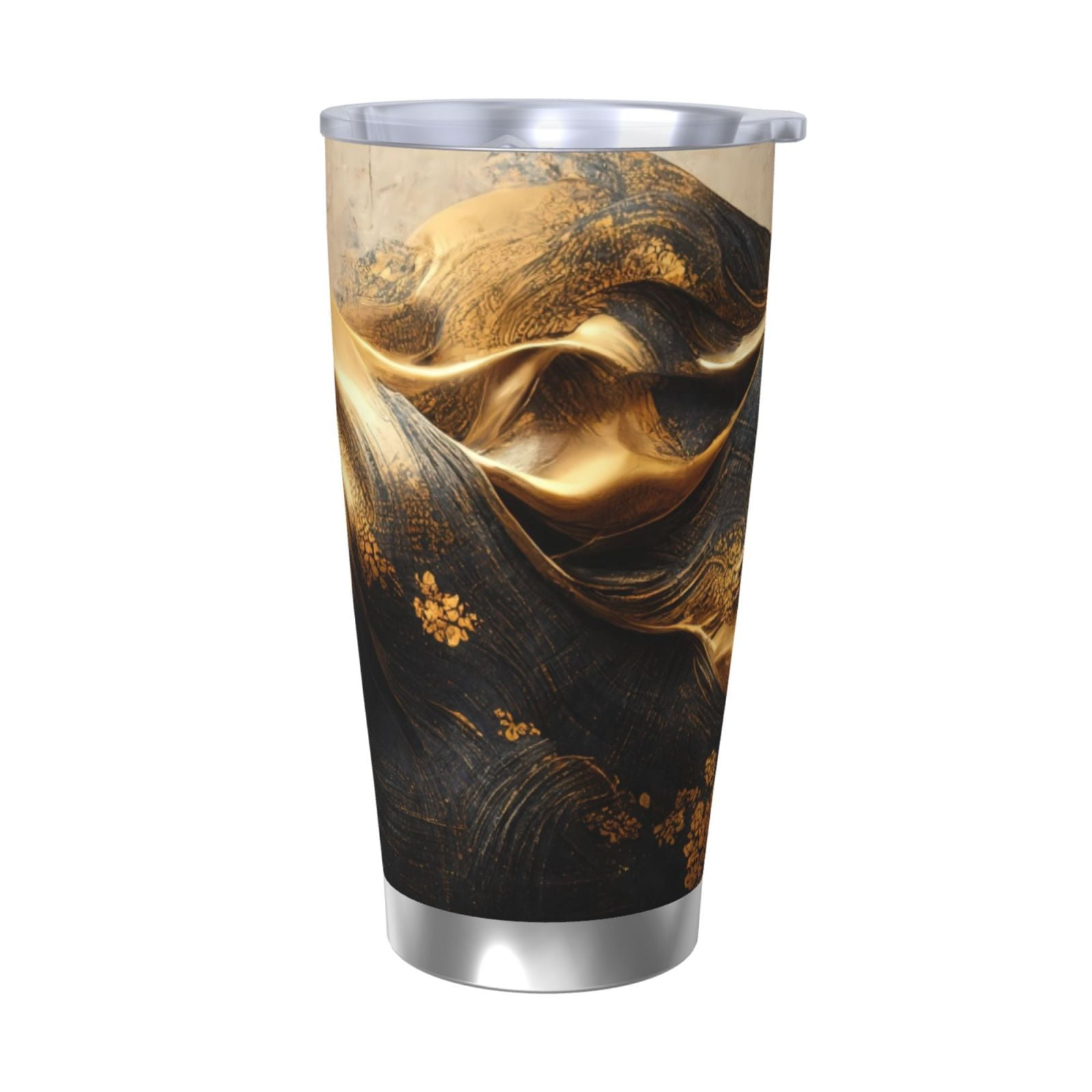 Gaeub Luxurious Gold Flow Print 20-Ounce Stainless Steel Car Cup ...