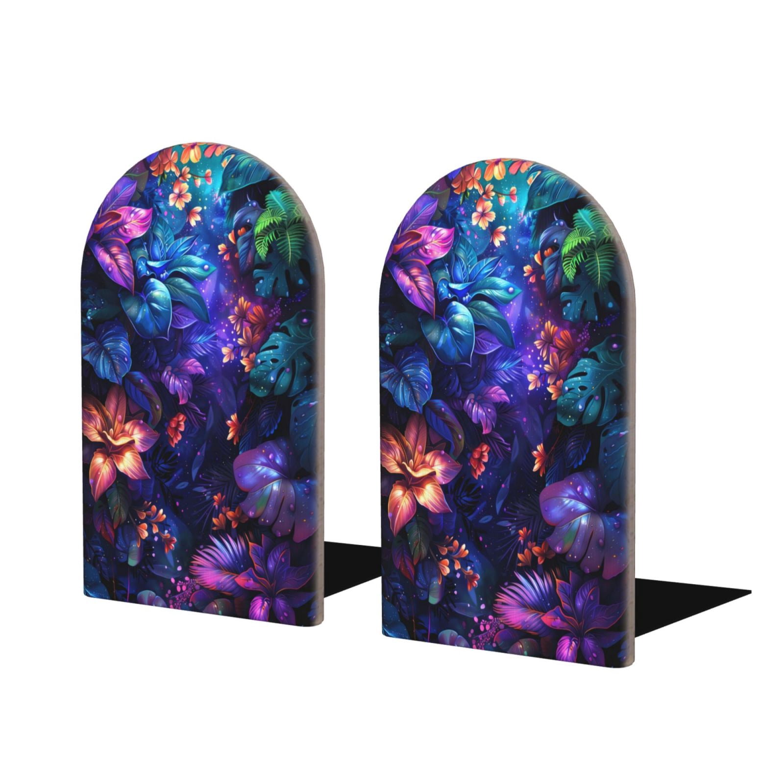 Gaeub Magic Colorful Forest Leaves Wood Bookends, Non-Slip Bookends ...
