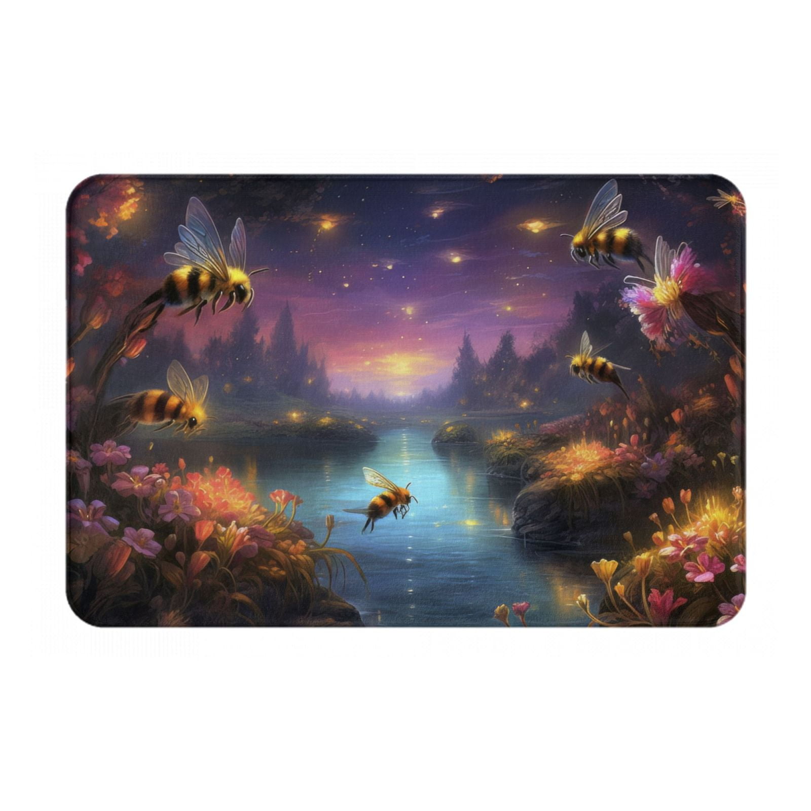 Gaeub Magical Bees Twilight River Print Door Mat with Heavy Duty ...