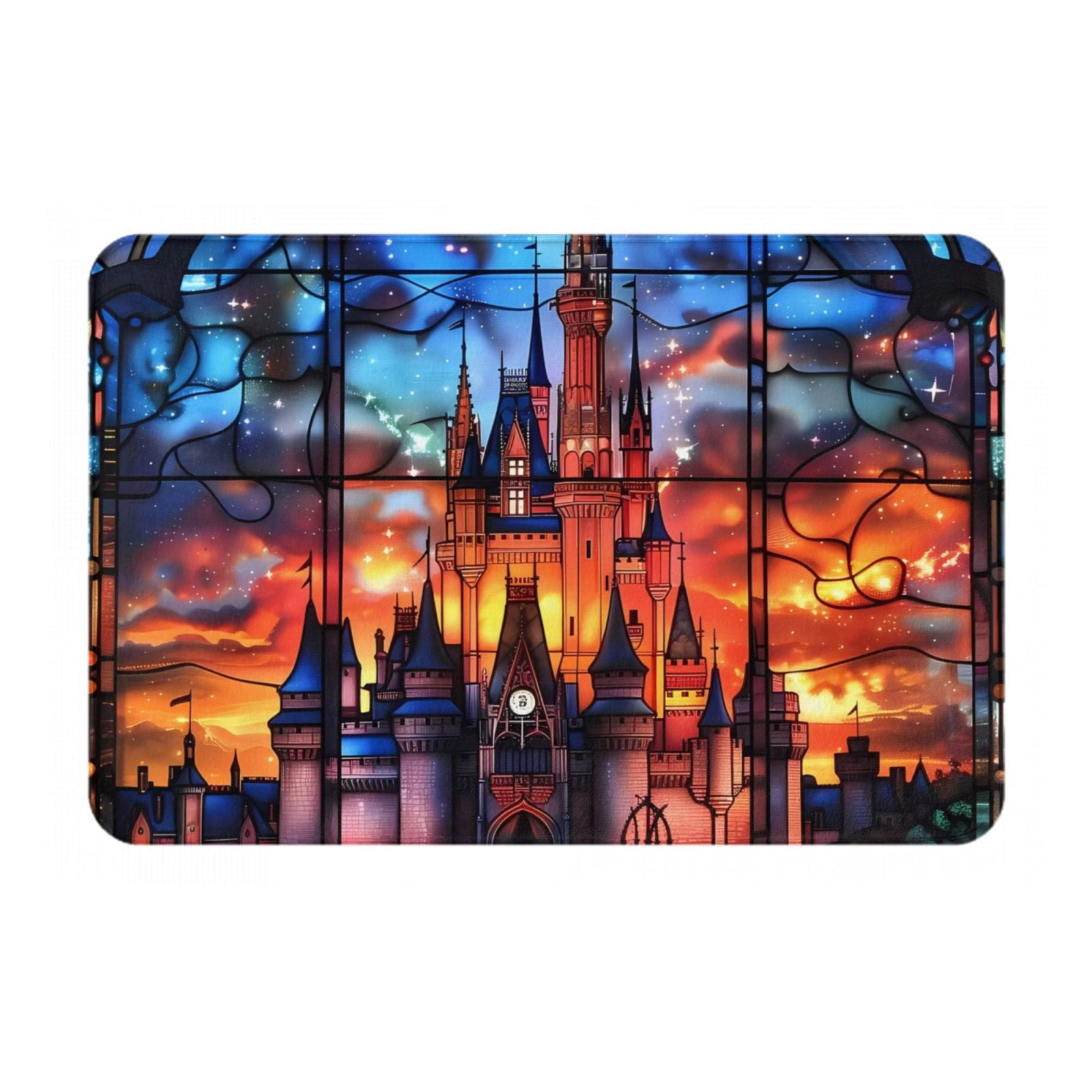 Gaeub Magical Stained Glass Castle Print Door Mat with Heavy Duty ...
