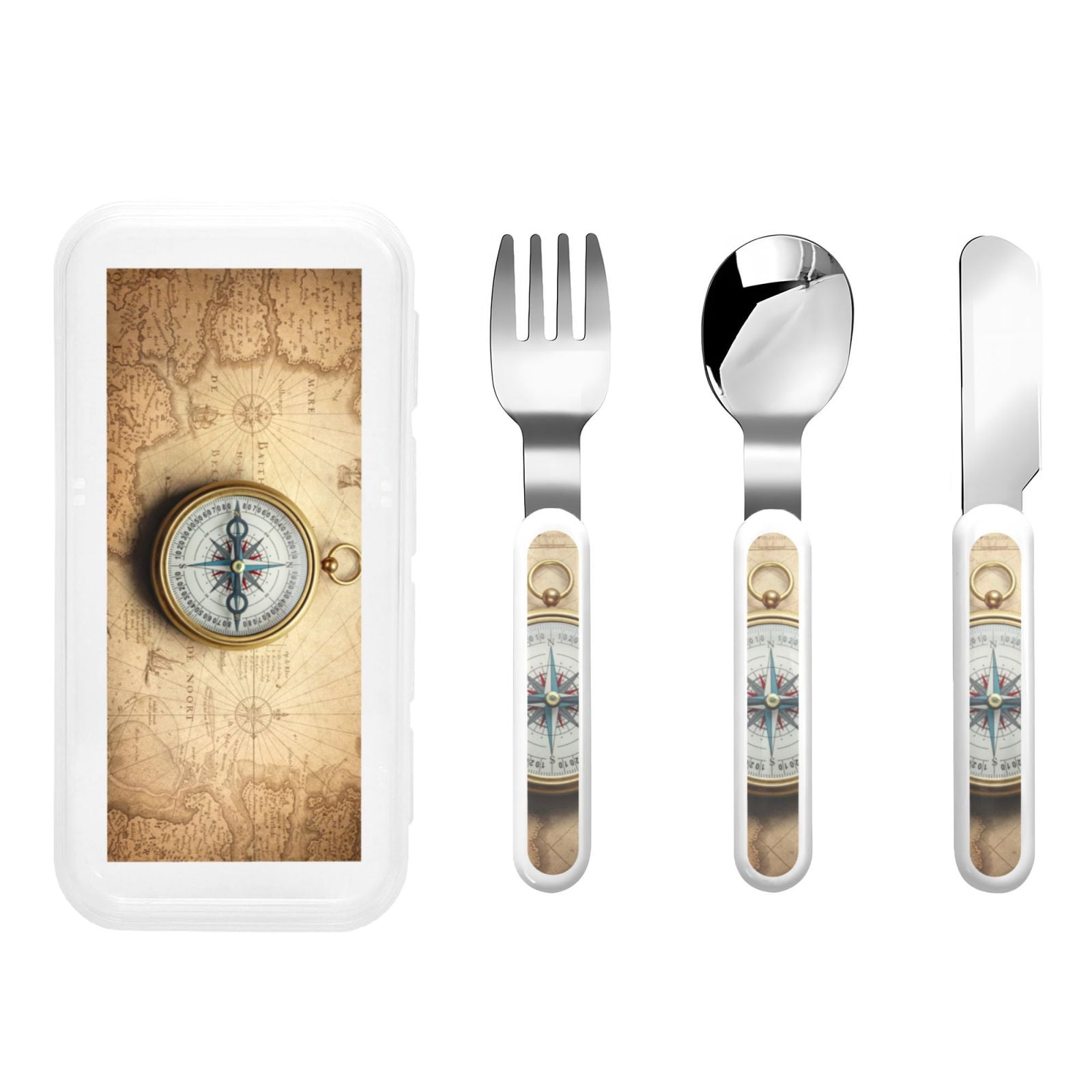 Gaeub Magnetic Old Compass On World Map Print 3-Piece Children Knife ...