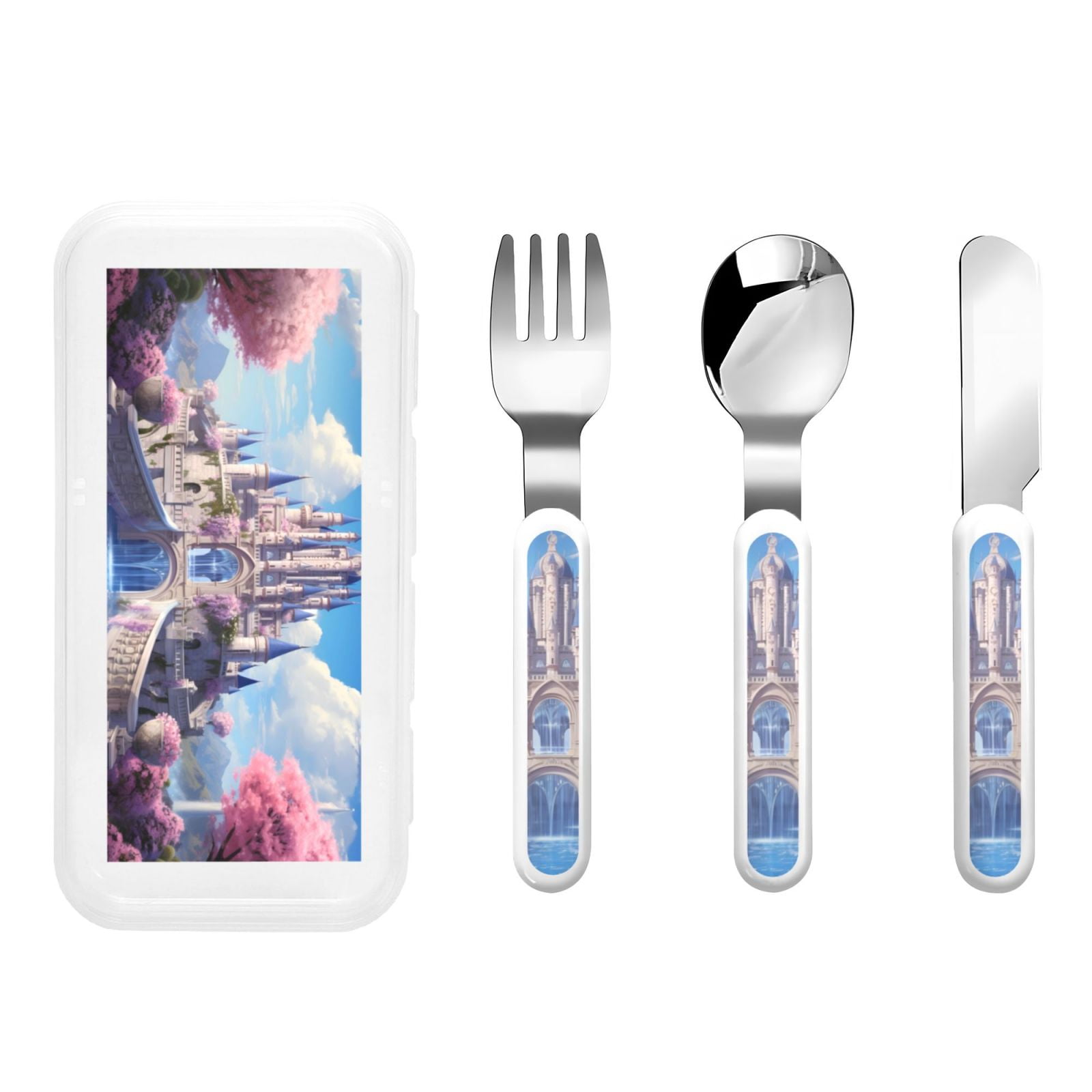 Gaeub Majestic Fantasy Castle Print 3-Piece Children Knife Spoon Fork ...
