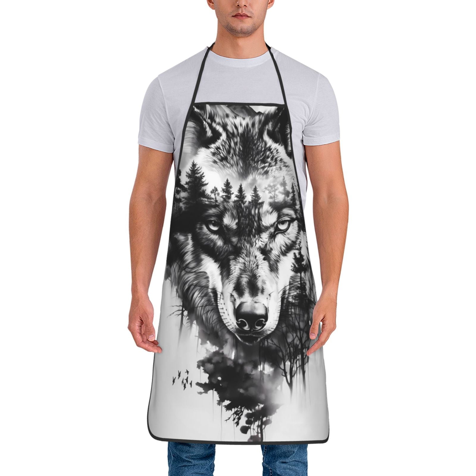 Gaeub Majestic Wolf Landscape Print Apron for Men and Women,Waterproof ...