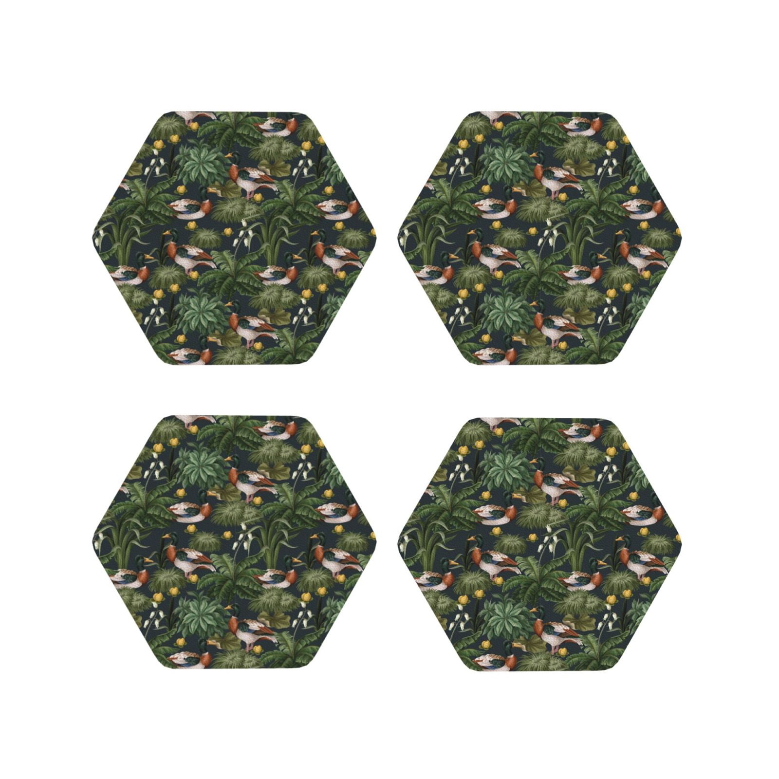 Gaeub Mallard Ducks And Water Print 4 Pcs Leather Coasters for Drinks ...
