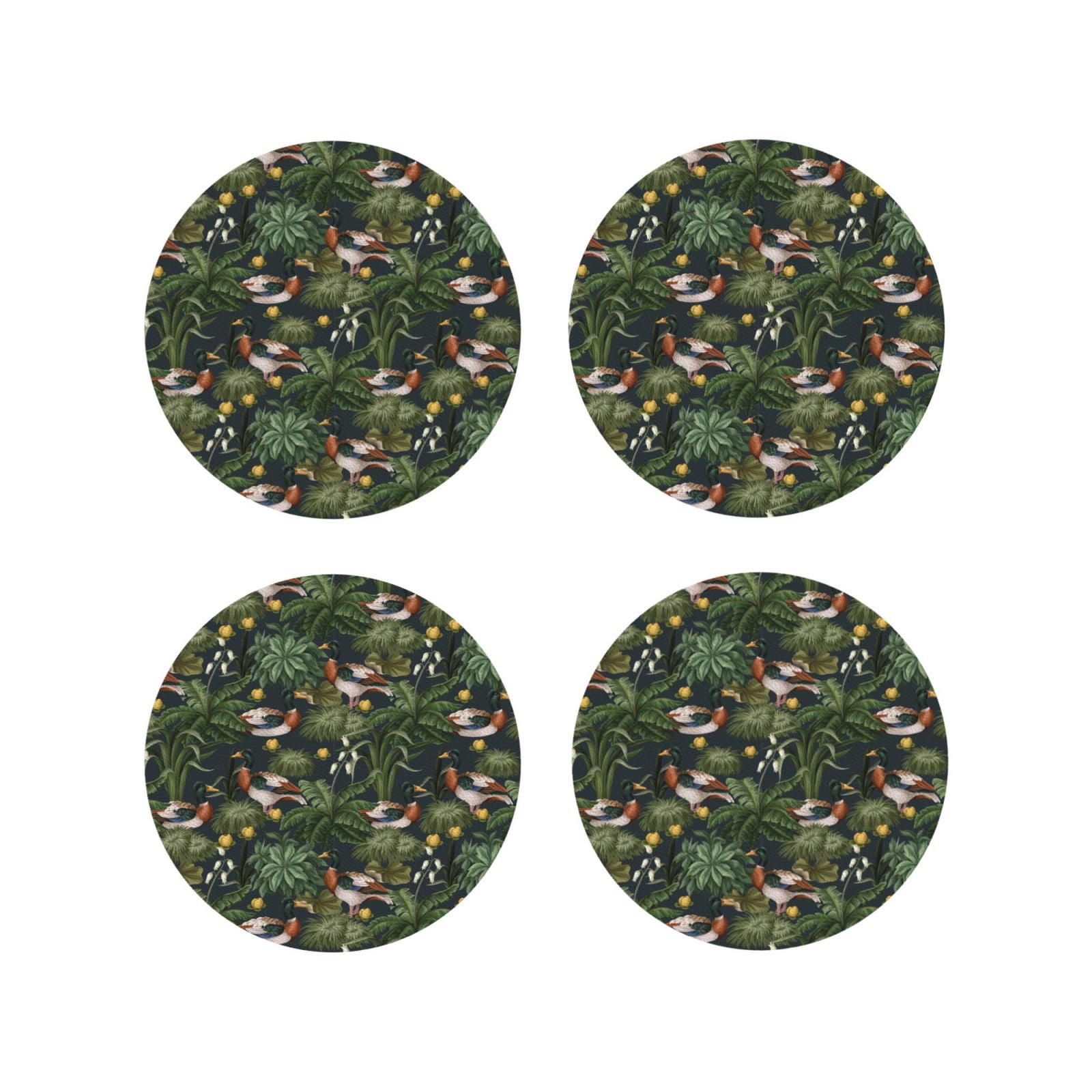 Gaeub Mallard Ducks And Water Print 4 Pcs Leather Coasters for Drinks ...