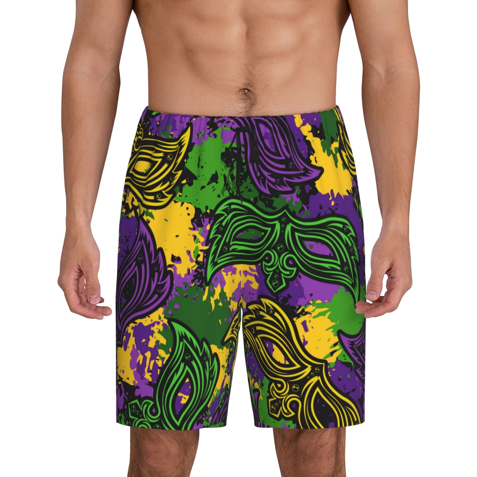 Gaeub Mardi Gras7 Printed Men's Short Pajama Pants, Lightweight Lounge ...