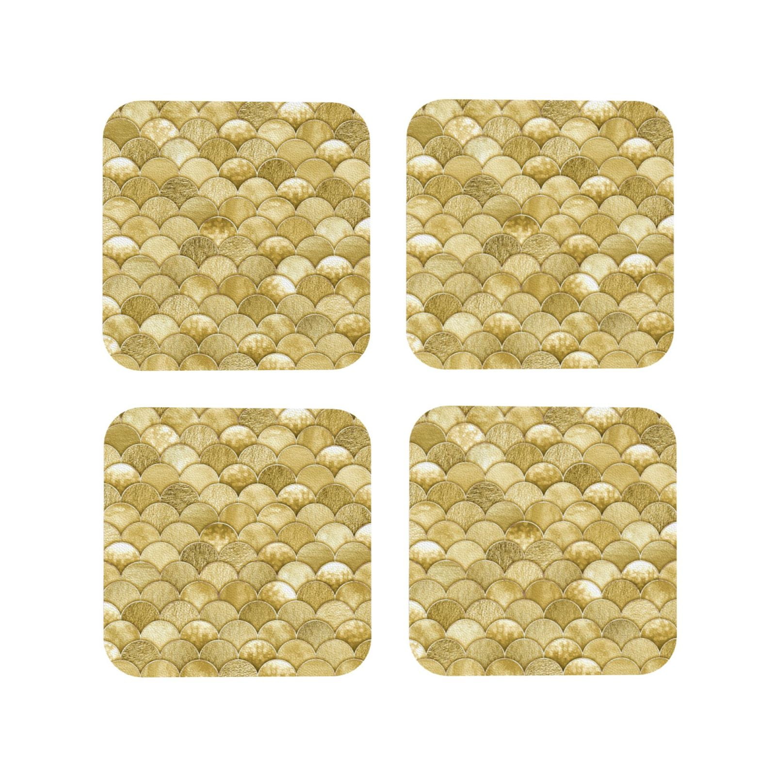 Gaeub Mermaid Fish Scale Print 4 Pcs Leather Coasters for Drinks ,Drink ...