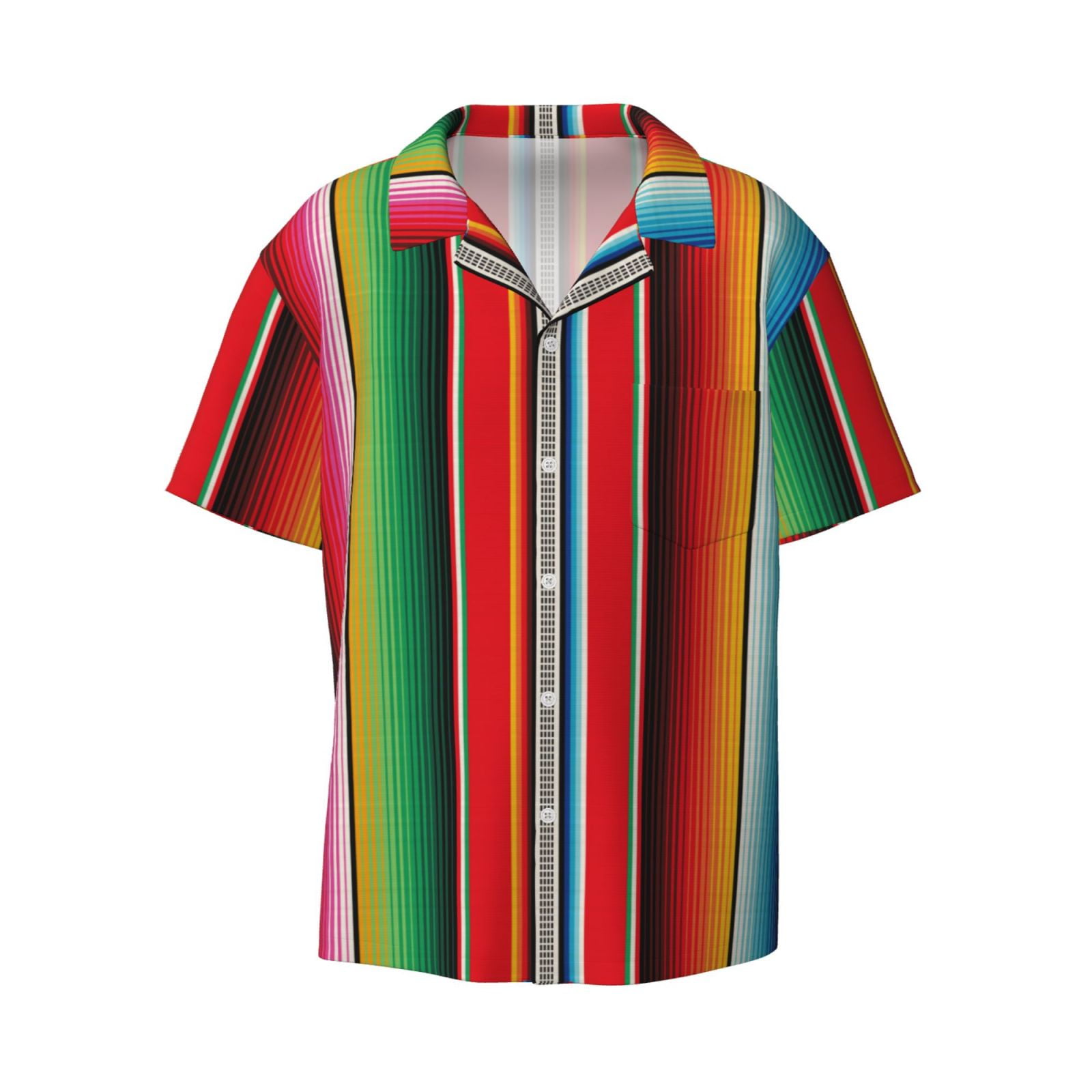 Gaeub Mexican Serape Blanket Stripes Men's Lapel Short Sleeve Shirt ...