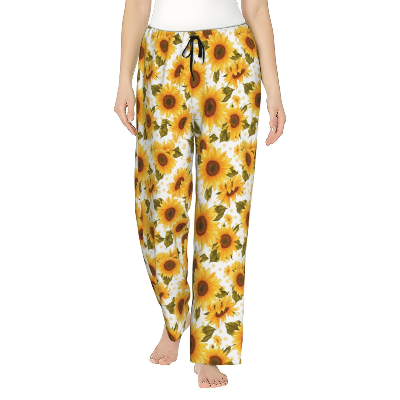 Gaeub Modern Elegant Sunflower Soft Pajama Pants for Women, Wide Leg ...