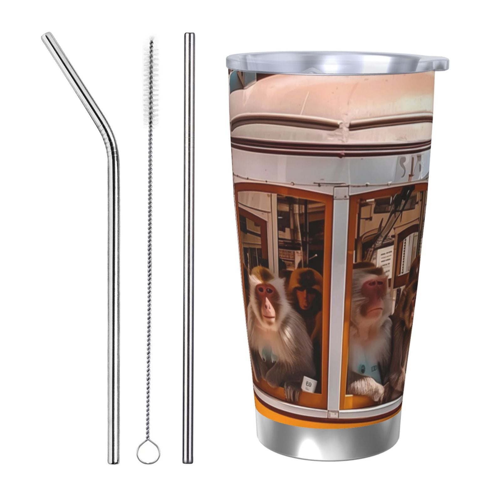 Gaeub Modern Urban Monkey Print 20-Ounce Stainless Steel Car Cup ...