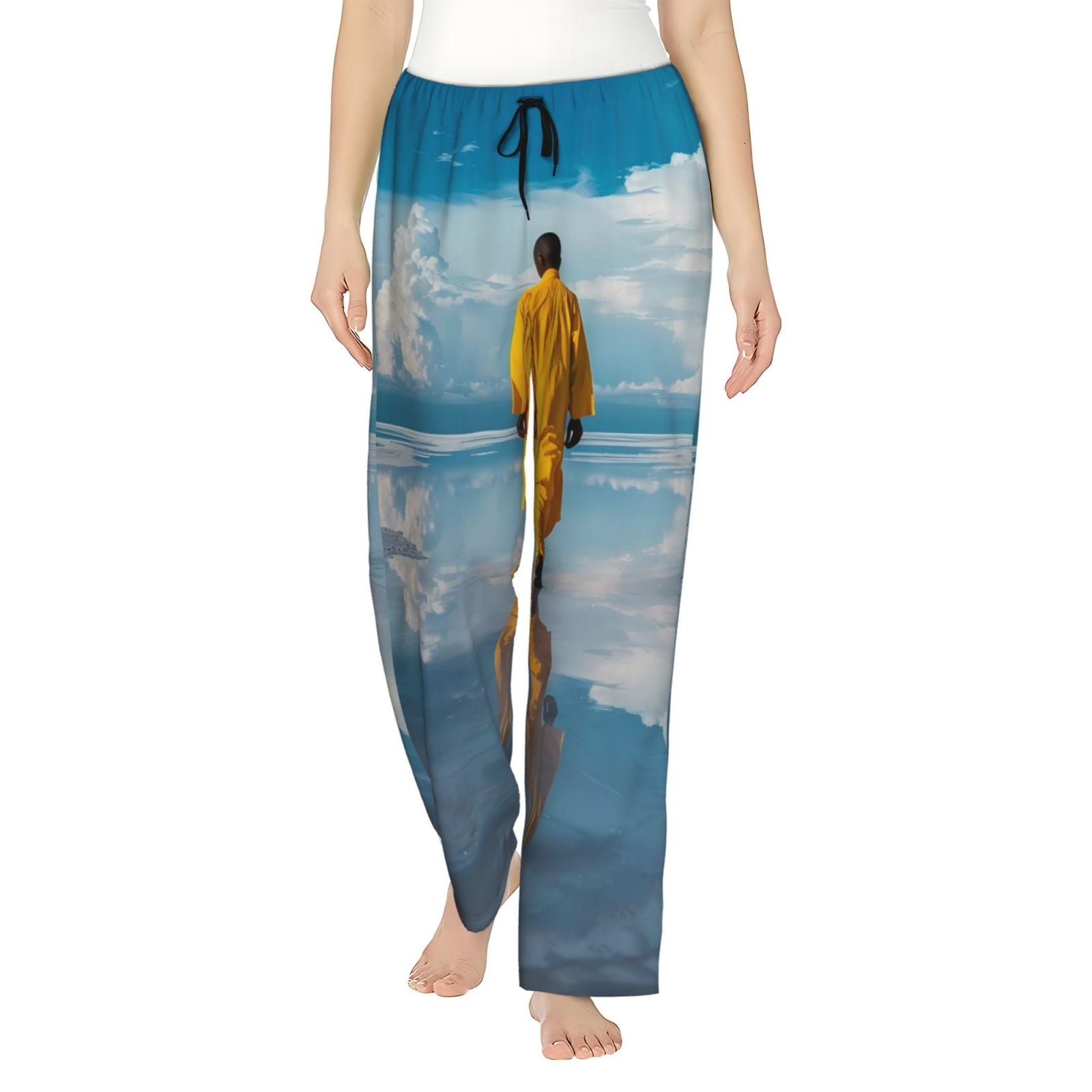 Gaeub Monk Walking On Water Soft Pajama Pants for Women, Wide Leg Comfy ...