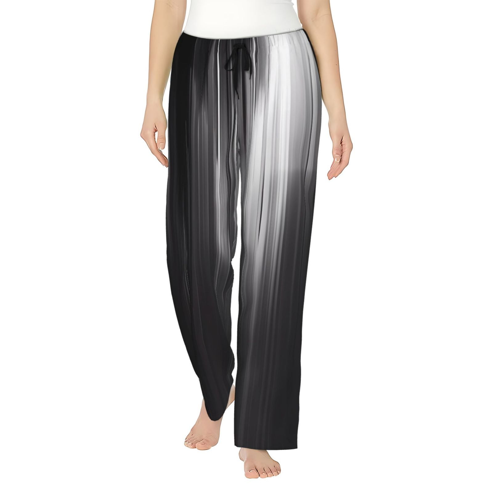 Gaeub Monochrome Abstract Lines Soft Pajama Pants for Women, Wide Leg ...