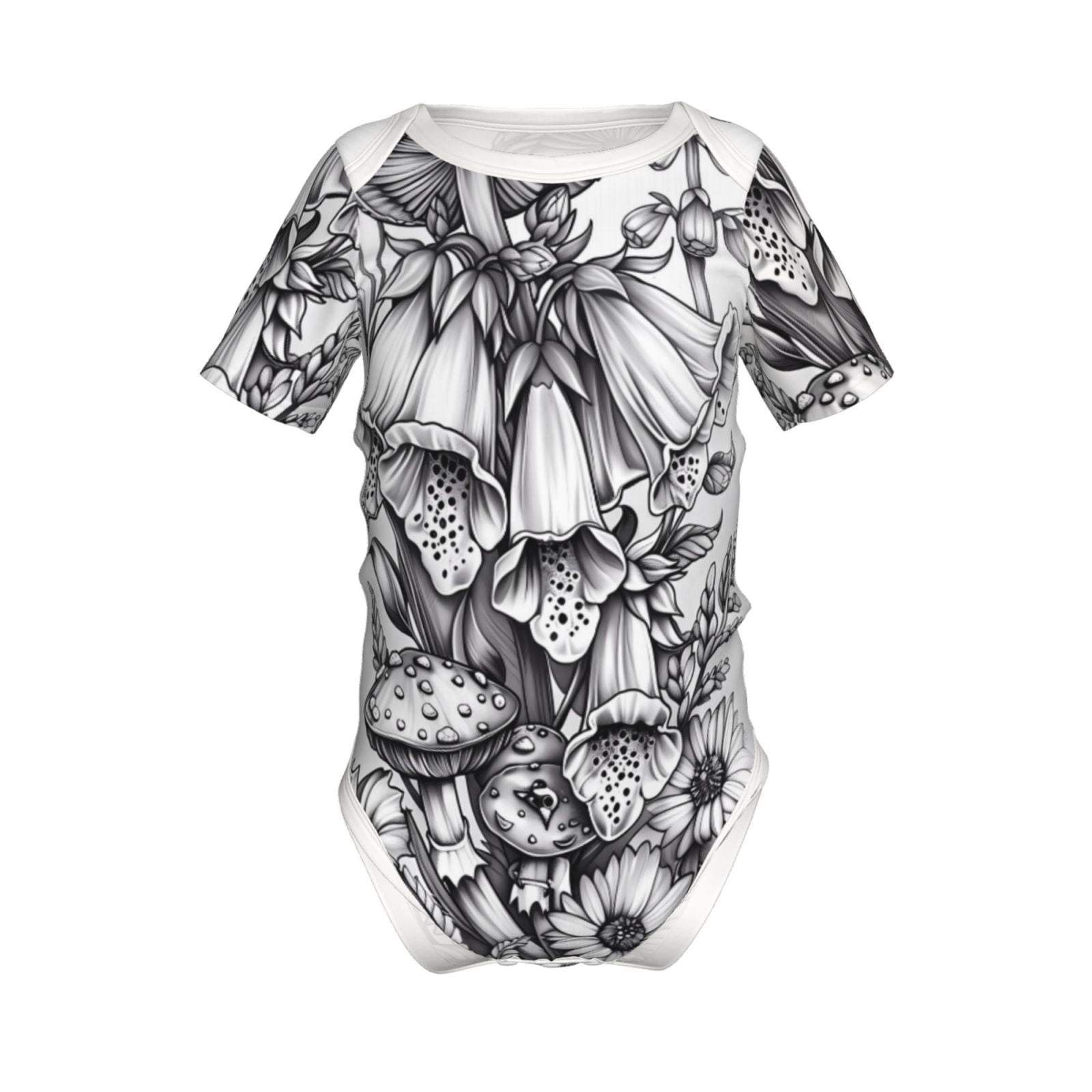 Gaeub Monochrome Botanical Illustration Print Infant Climbing Onesie ...