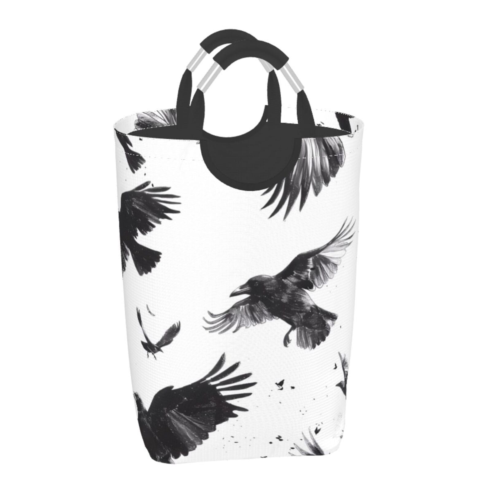 Gaeub Monochrome Flying Ravens Print 50L Large Laundry Hampers with ...