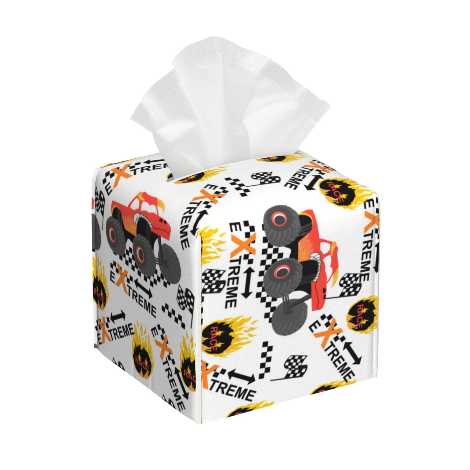 Gaeub Monster truck Print Leather Tissue Box Cover Square,Tissue Holder ...