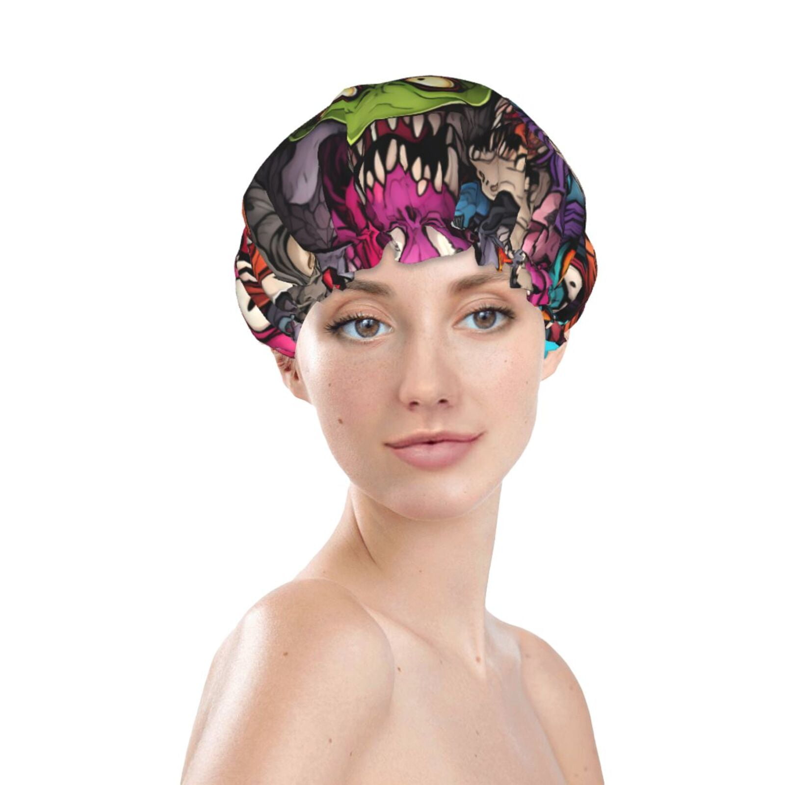 Gaeub Monstrous Cartoon Characters Shower Caps for Women Men,Double ...