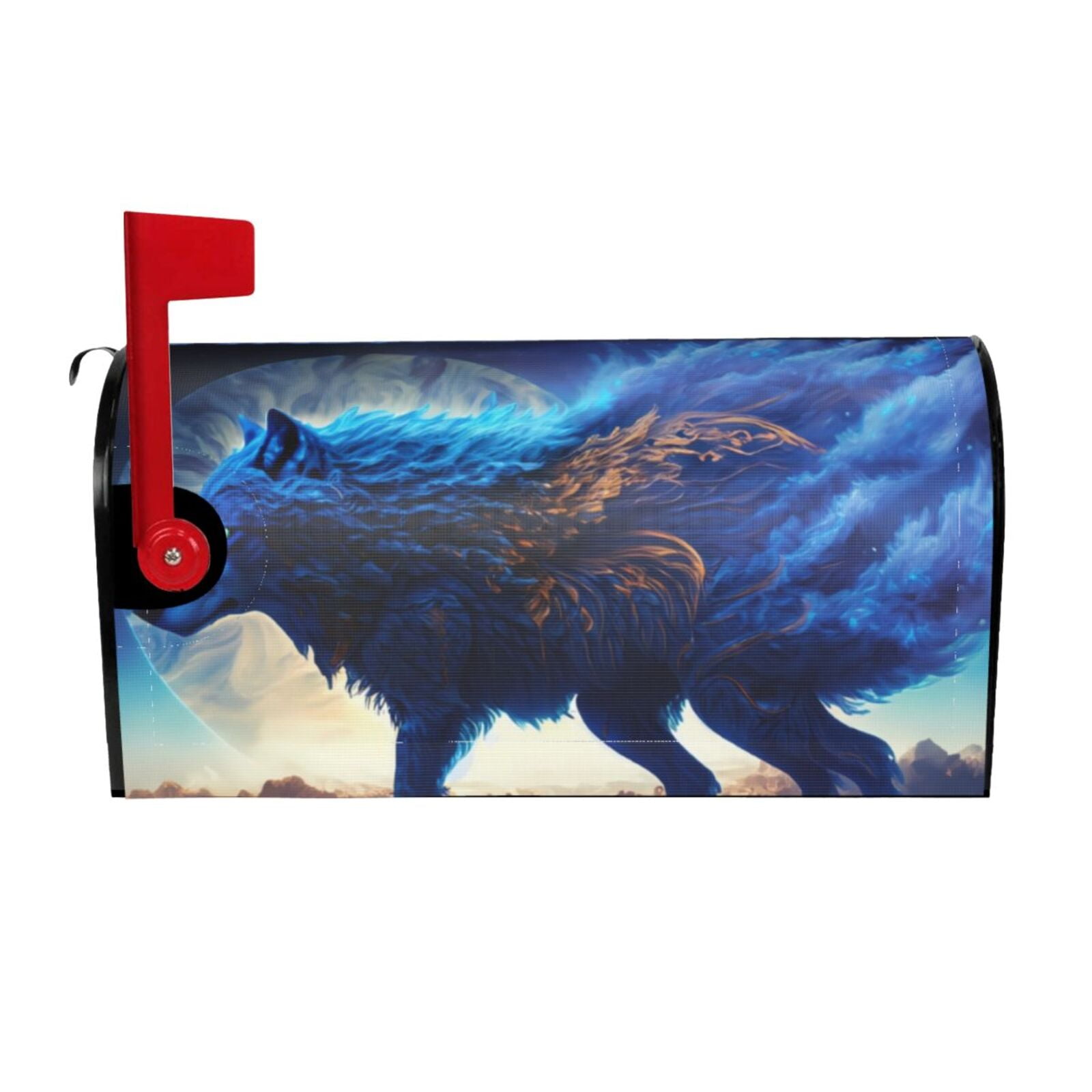Gaeub Moonlit Blue Wolf Print Mailbox Covers Magnetic,Mailbox Covers ...