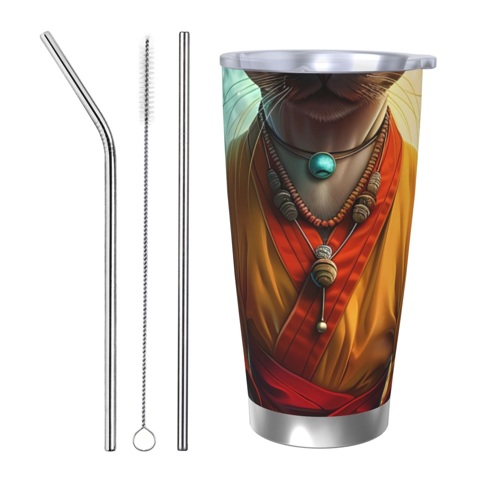 Gaeub Moonlit Hairless Cat Monk Print 20-Ounce Stainless Steel Car Cup ...