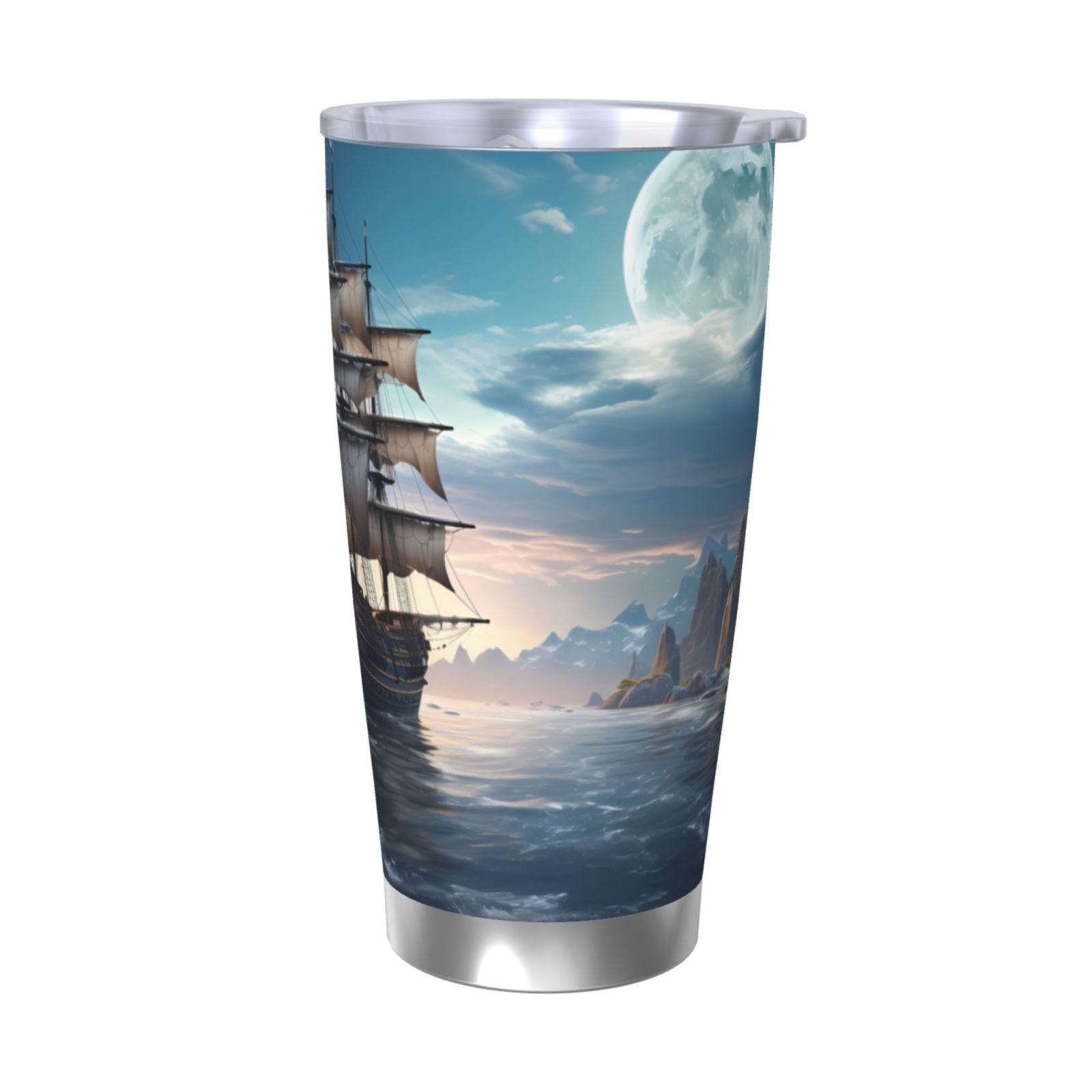 Gaeub Moonlit Sea Sailboat Print 20-Ounce Stainless Steel Car Cup ...