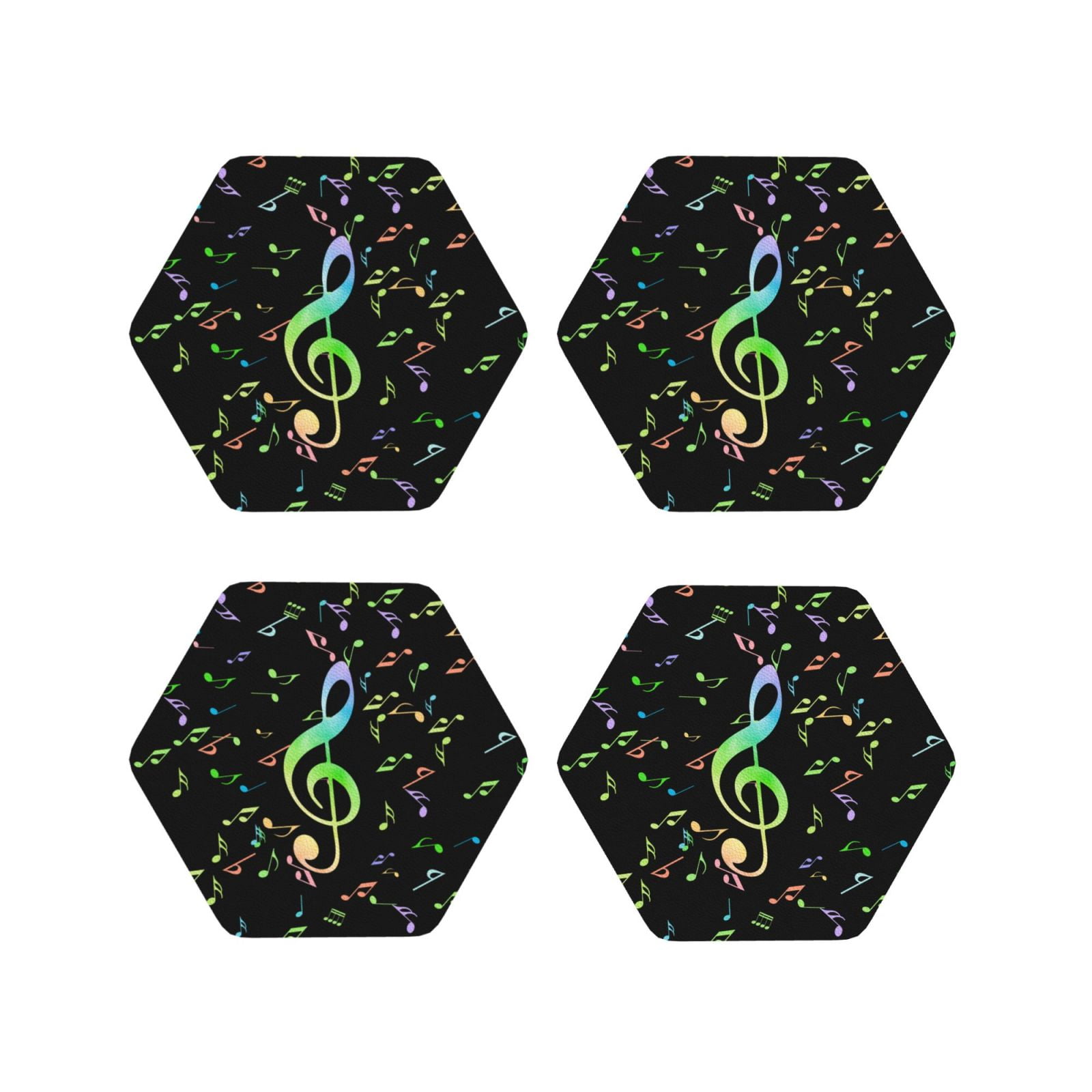 Gaeub Music Notes Print 4 Pcs Leather Coasters for Drinks ,Drink ...