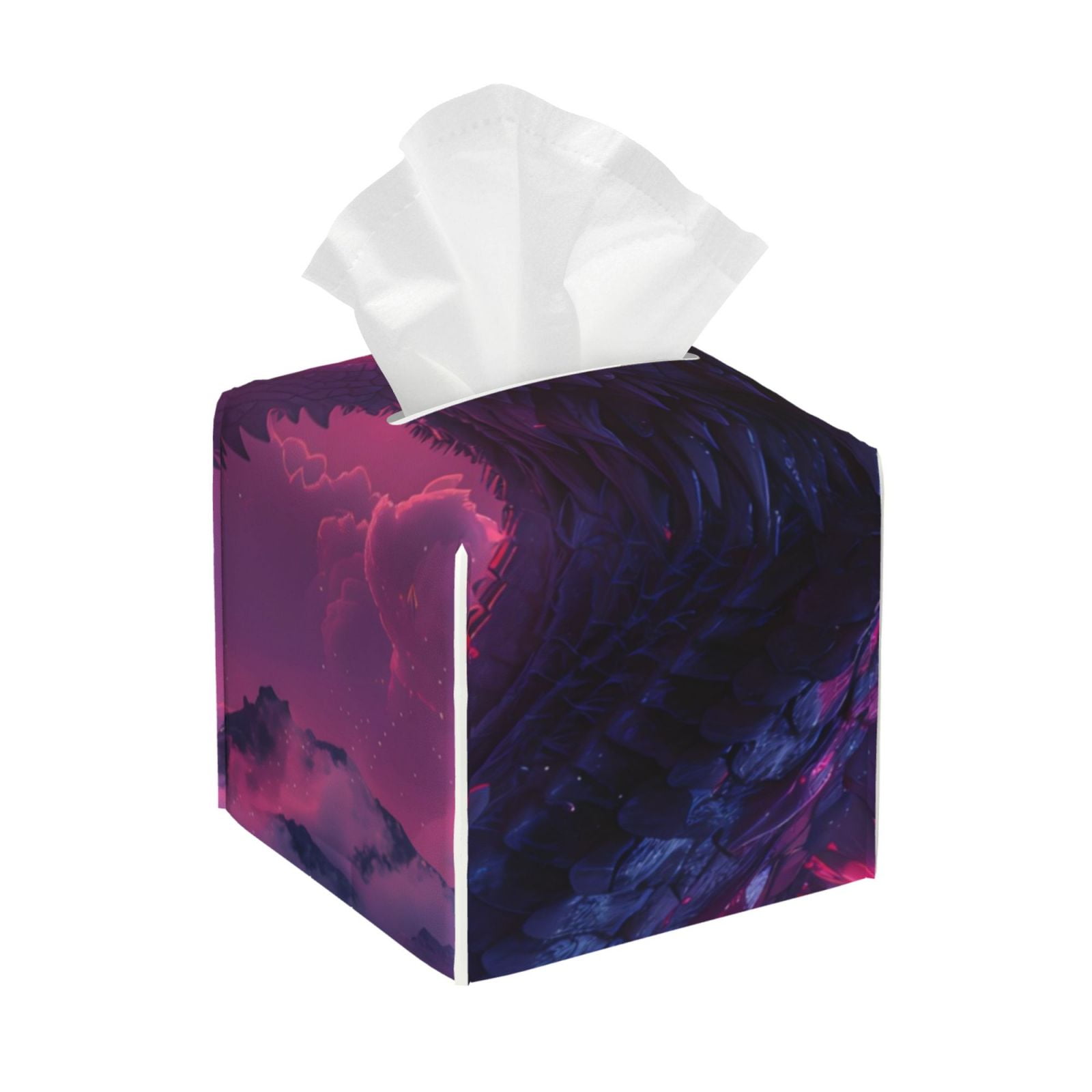 Gaeub Mystical Dragon Under Moon Print Leather Tissue Box Cover Square ...