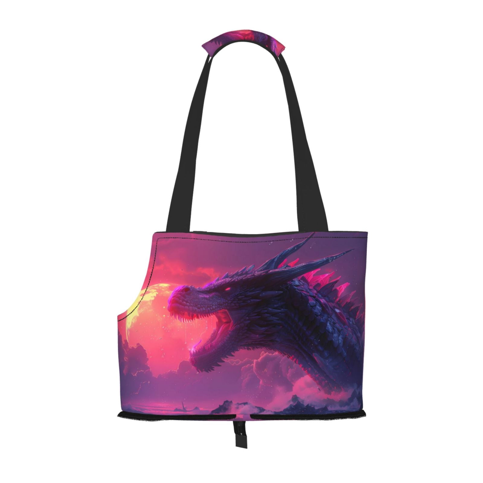 Gaeub Mystical Dragon Under Moon Print Purse Carrier with Safety Tether ...