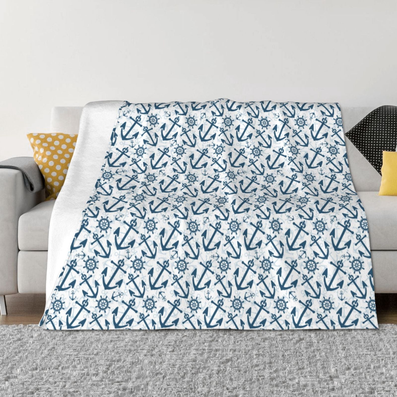 Gaeub Nautical Theme Anchors Printed Flannel Throw Blanket,Plush Throw ...