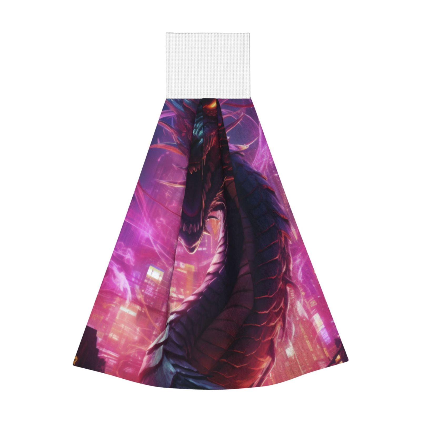 Gaeub Neon Futuristic Dragon Print Hand Towels with Hook,Hanging Tie ...