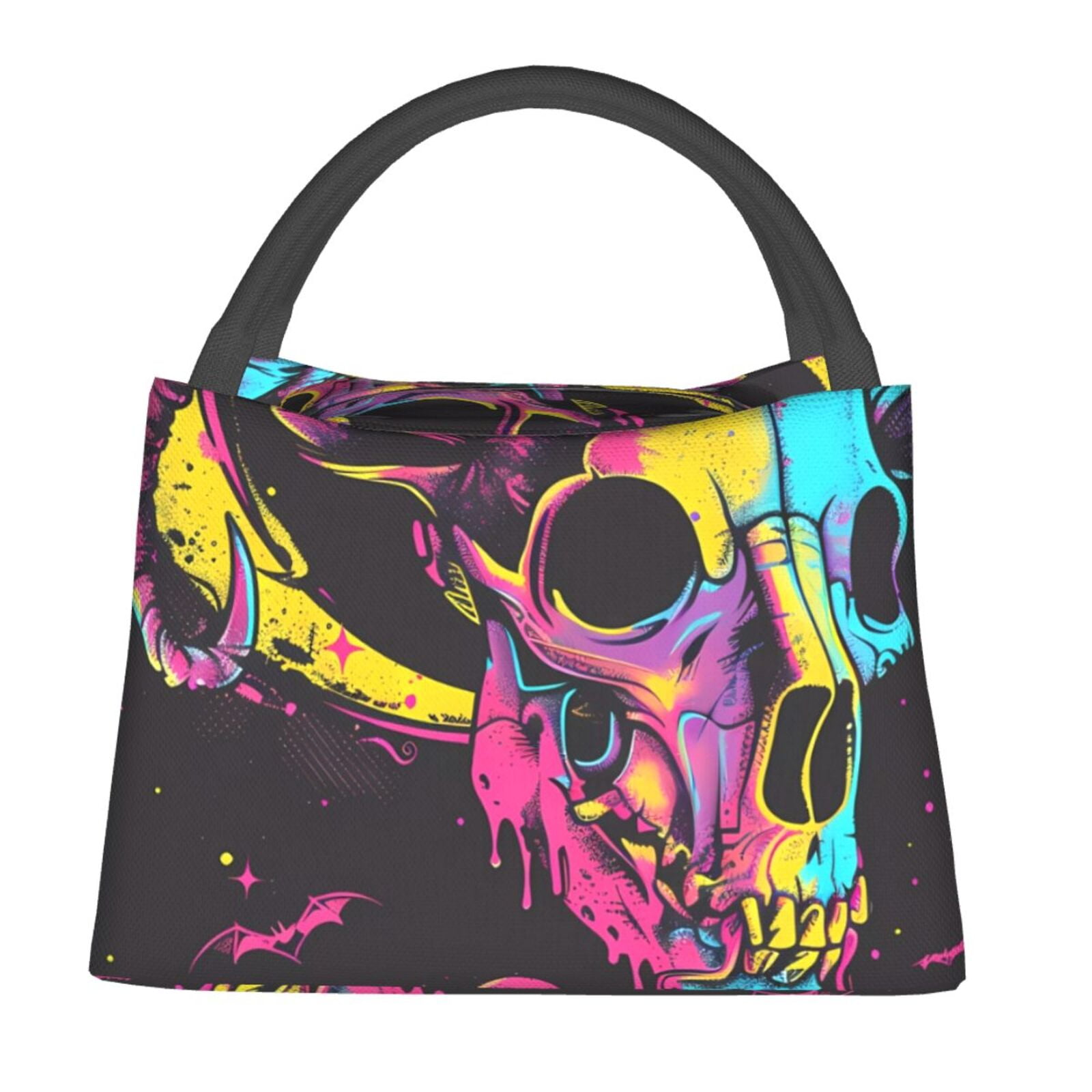 Gaeub Neon Gothic Skull Moon Collapsible Cooler Bag Insulated,Leakproof ...
