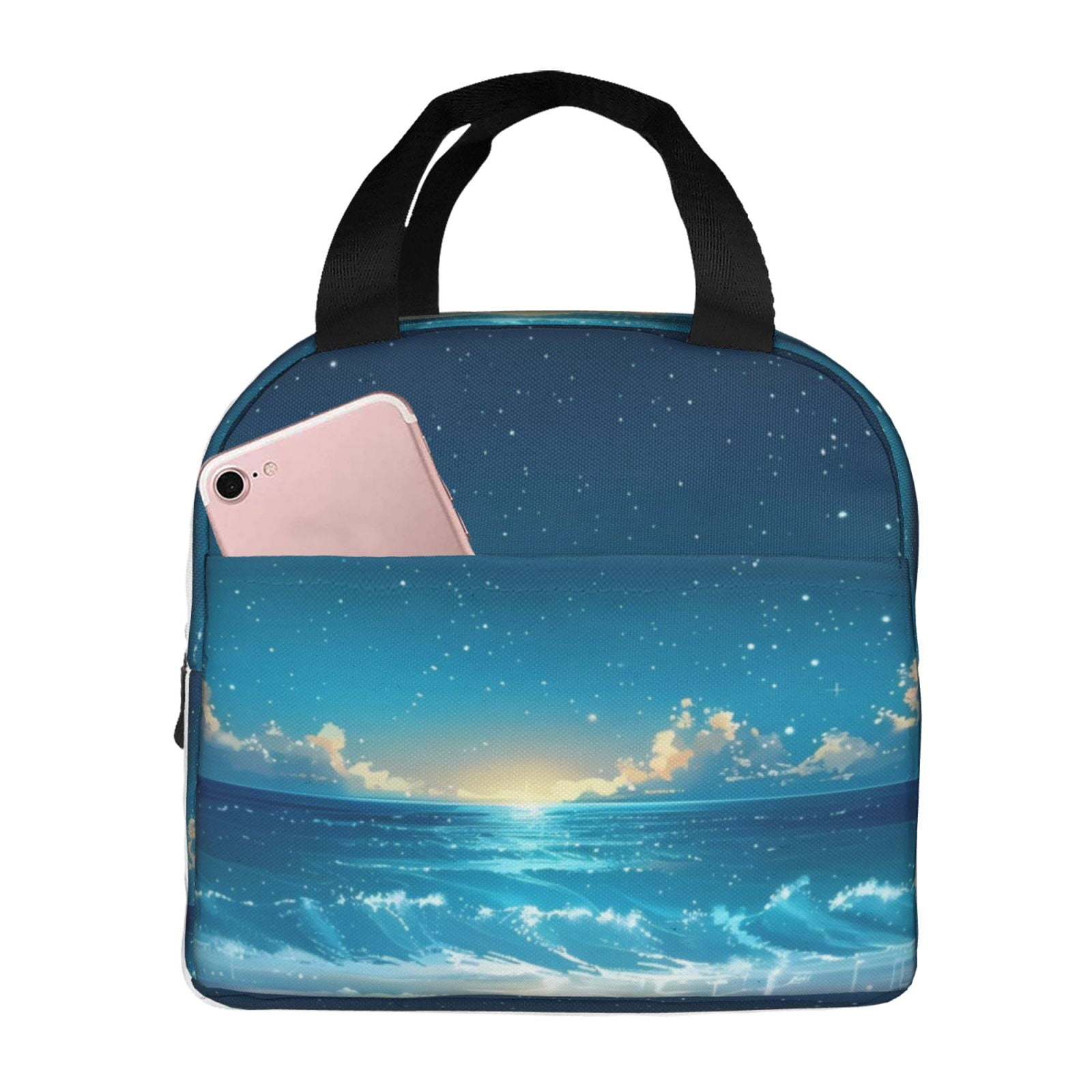 Gaeub Night Sky Beach Scene Print Lunch Bag Lunch Box for Women Men ...