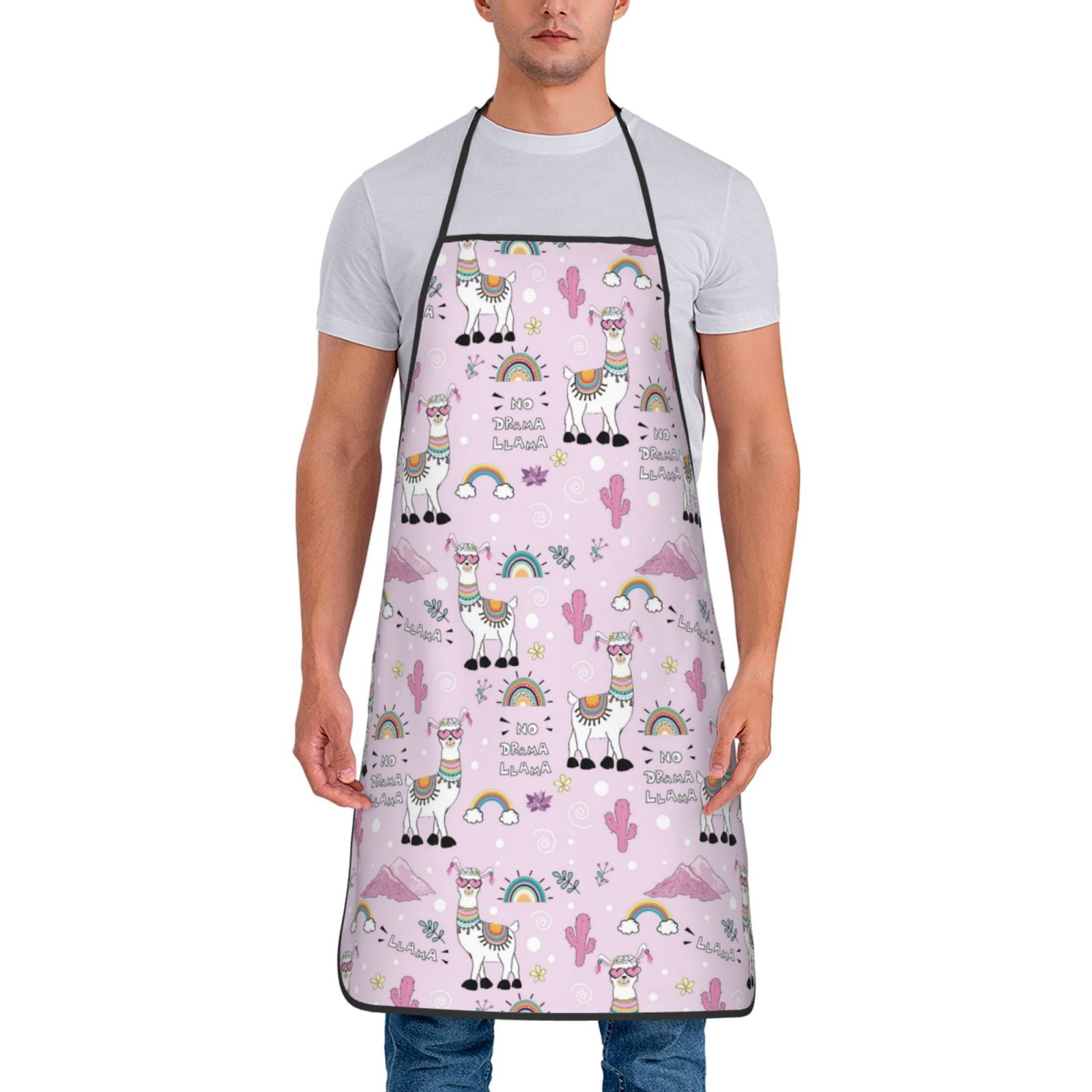 Gaeub No Drama Llama Print Apron for Men and Women,Waterproof Apron for ...