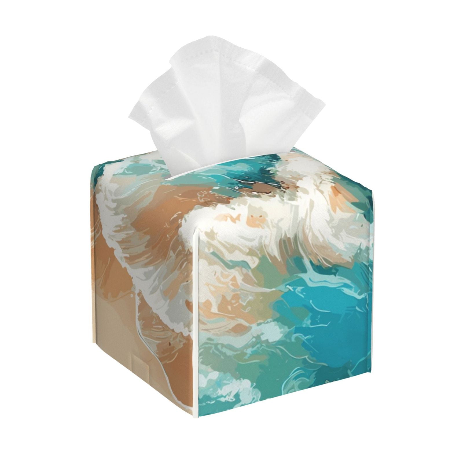 Gaeub Ocean Wave Crash Print Leather Tissue Box Cover Square,Tissue ...