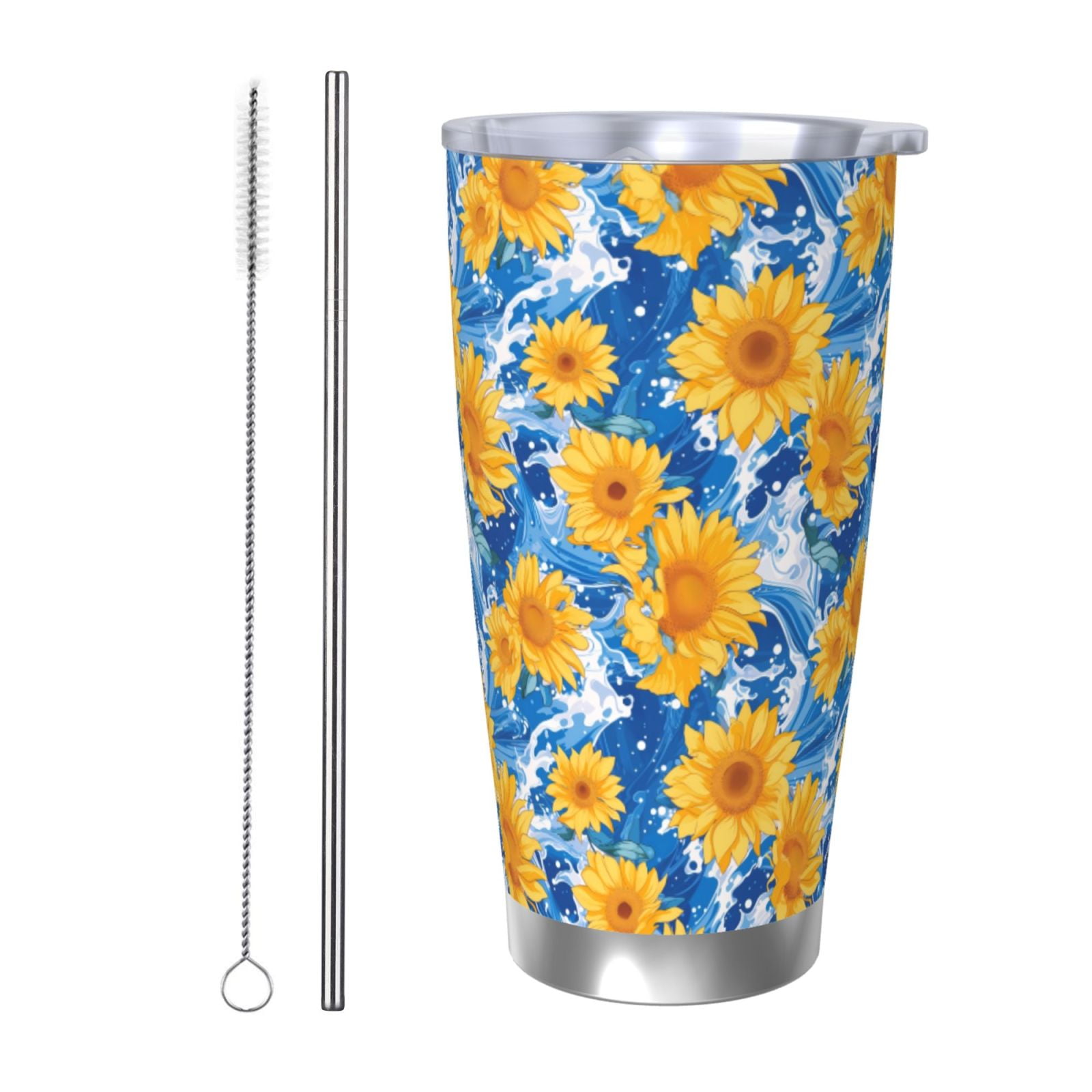 Gaeub Ocean Wave Sunflower Print 20-Ounce Stainless Steel Car Cup ...