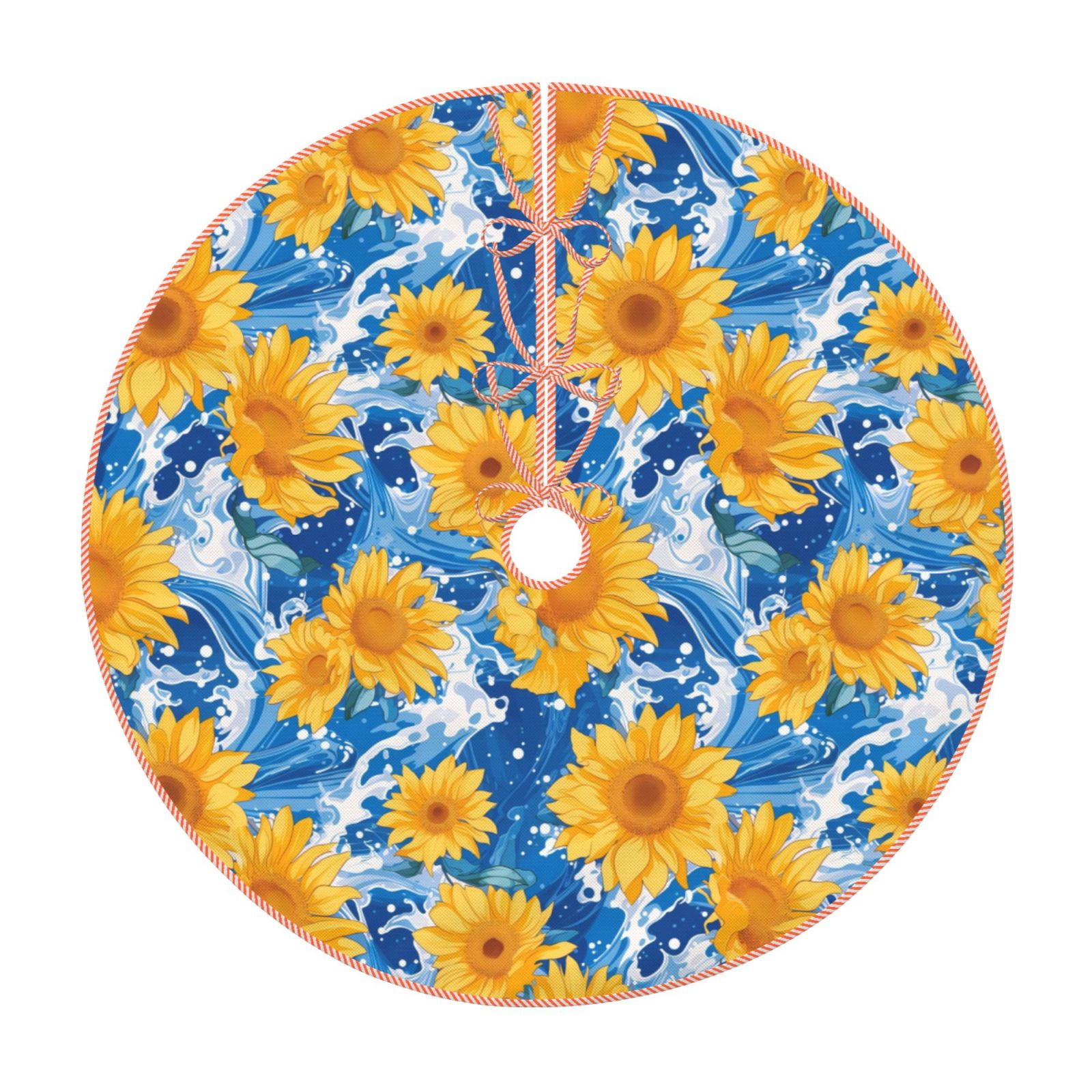 Gaeub Ocean Wave Sunflower Print Christmas Tree Skirt,Christmas ...