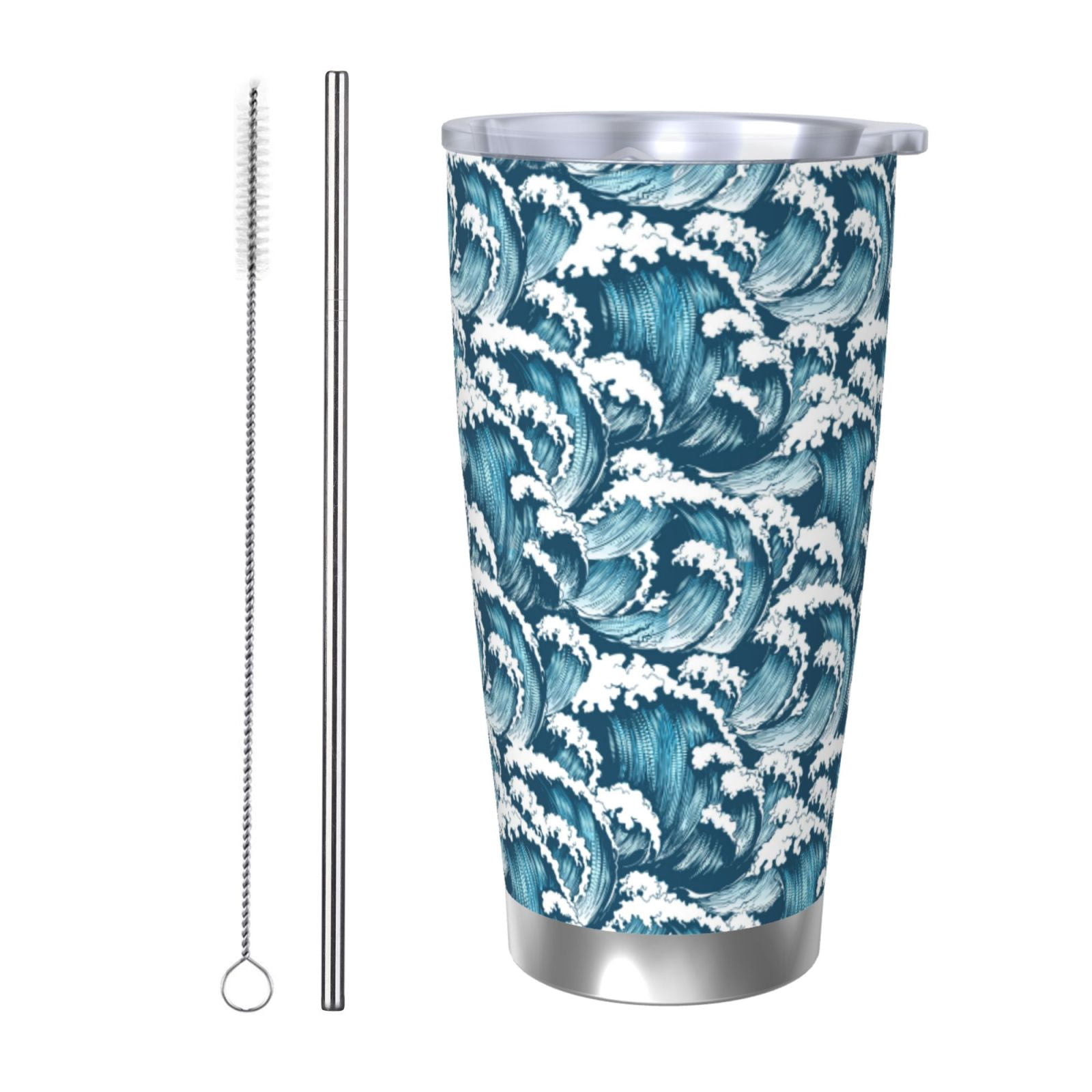 Gaeub Ocean Waves Print 20-Ounce Stainless Steel Car Cup,Tumblers Cups ...